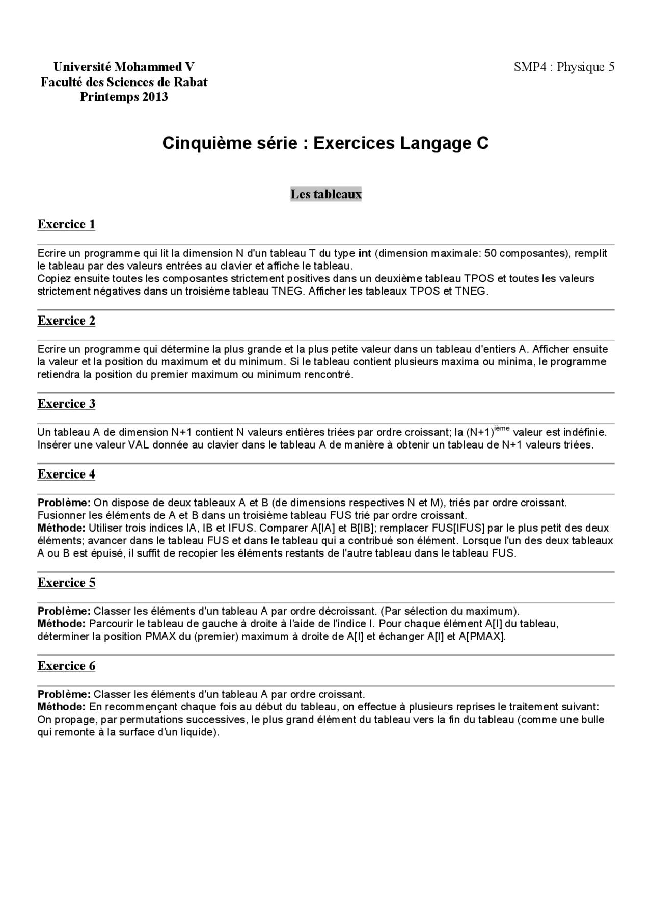 Notes Sur Les Exercices Langage C 5 Docsity