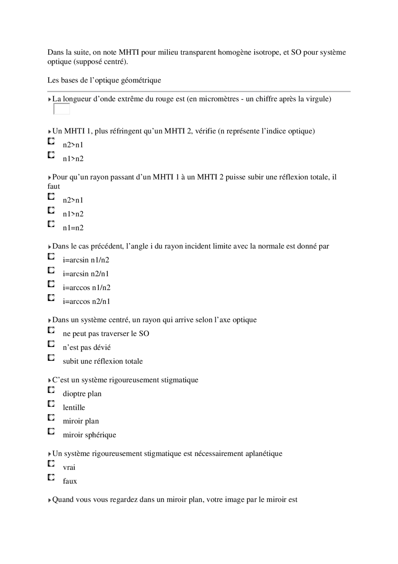 Notes Sur Les Bases De Loptique Géométrique Docsity