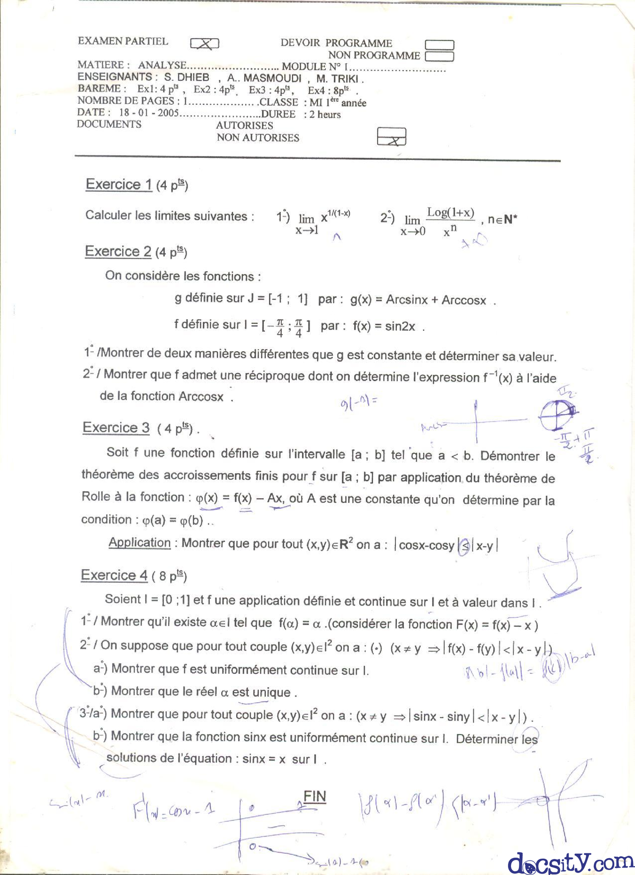 Exercices Danalyse Des Séries Docsity