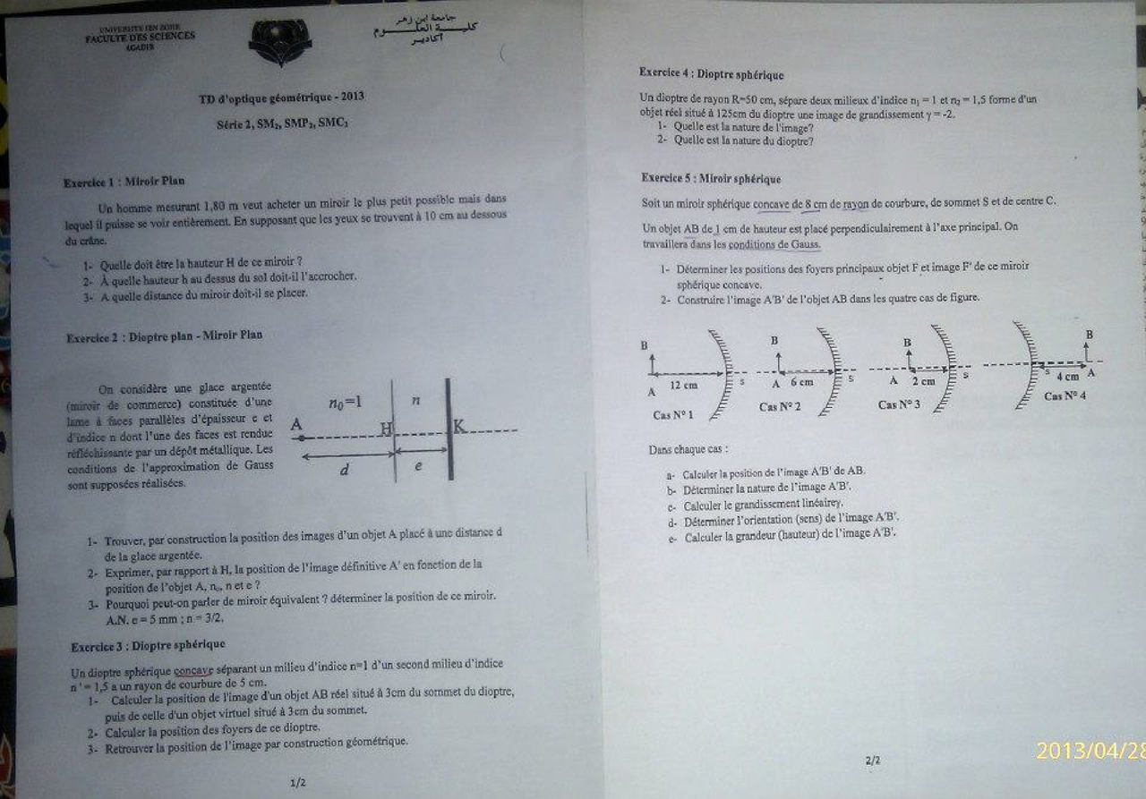 Notes Sur Loptique Géométrique 3 Docsity