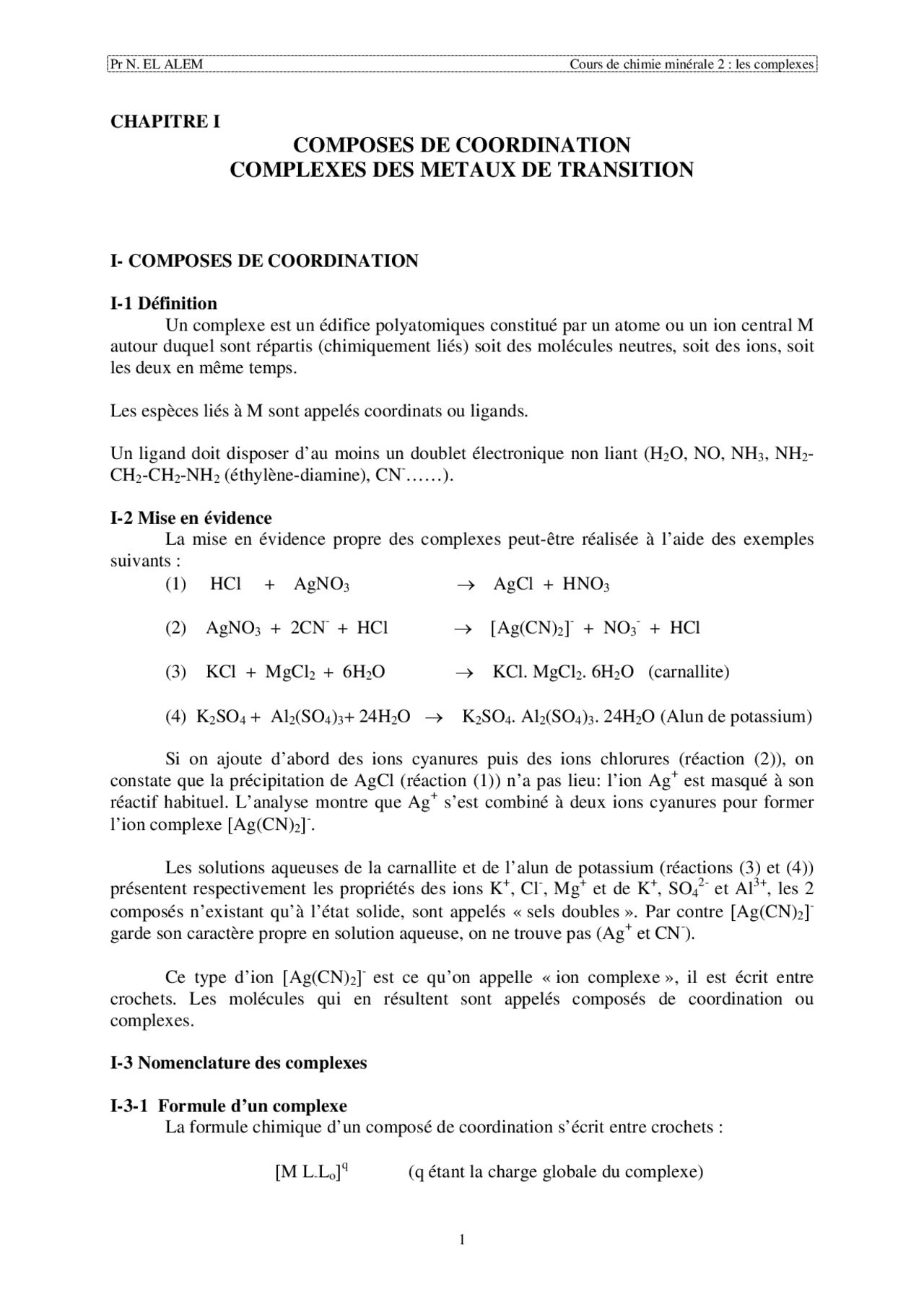 Notes Sur Les Complexes 1° Partie Docsity