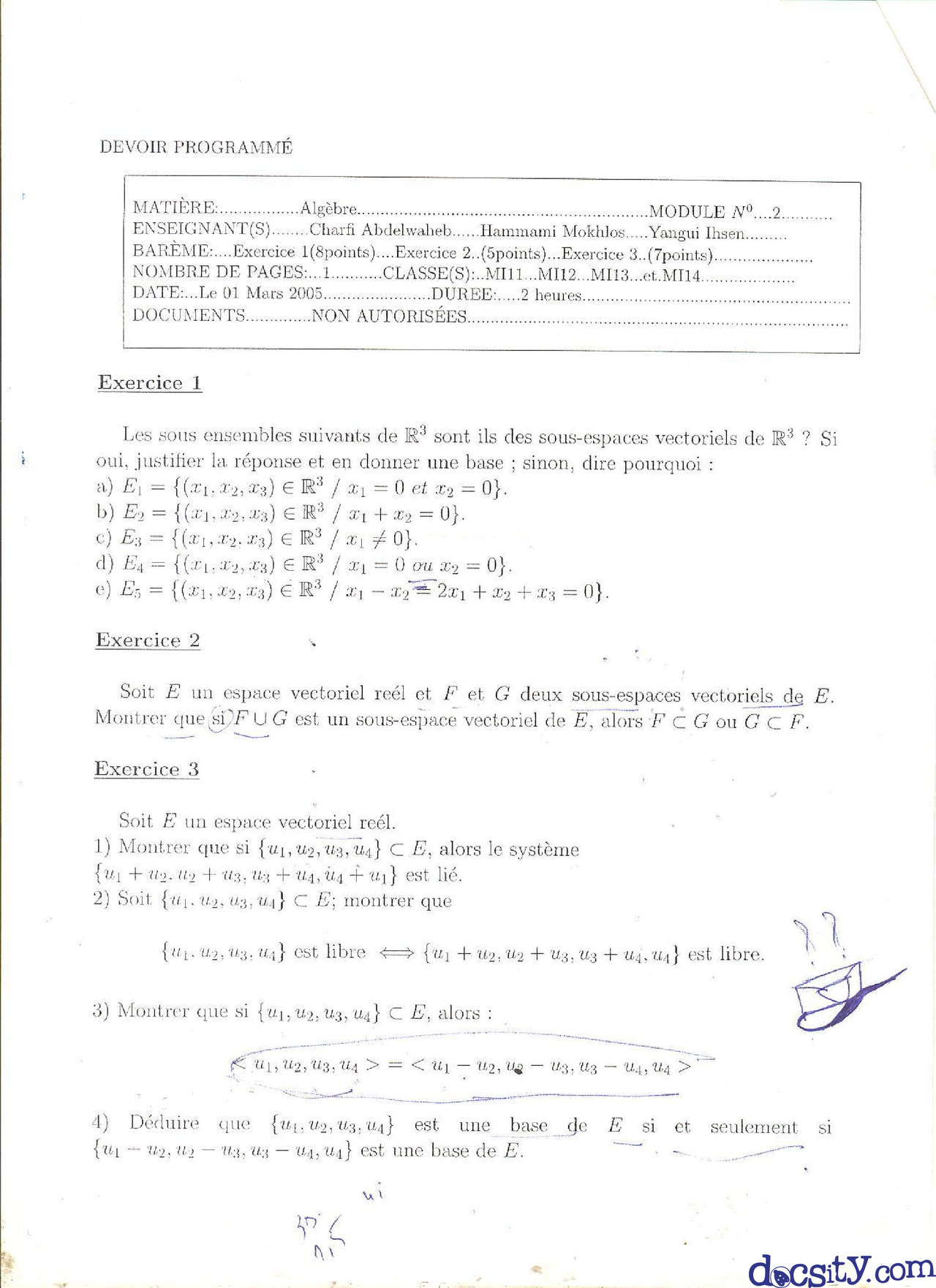 Exercices Sur Les Principes Dalgèbre 4 Docsity