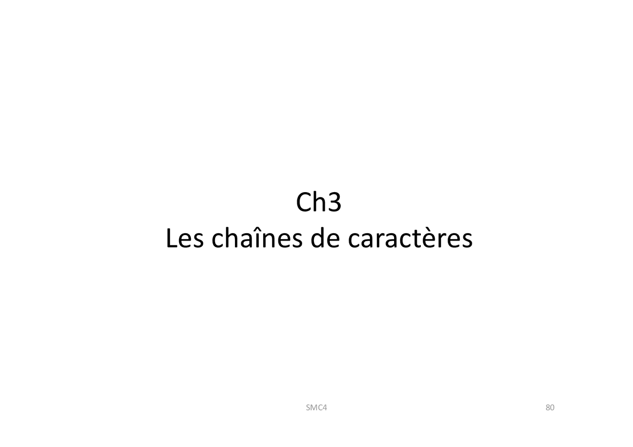 Notes sur les chaînes de caractères - Docsity
