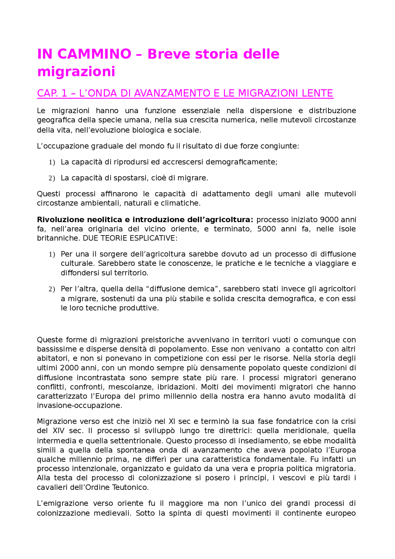 Riassunto In Cammino Docsity