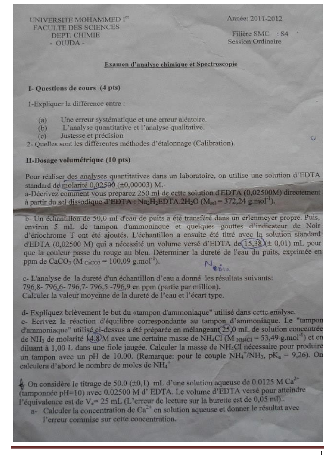 Notes Sur Lanalyse Chimique Et La Spectroscopie Examen Docsity