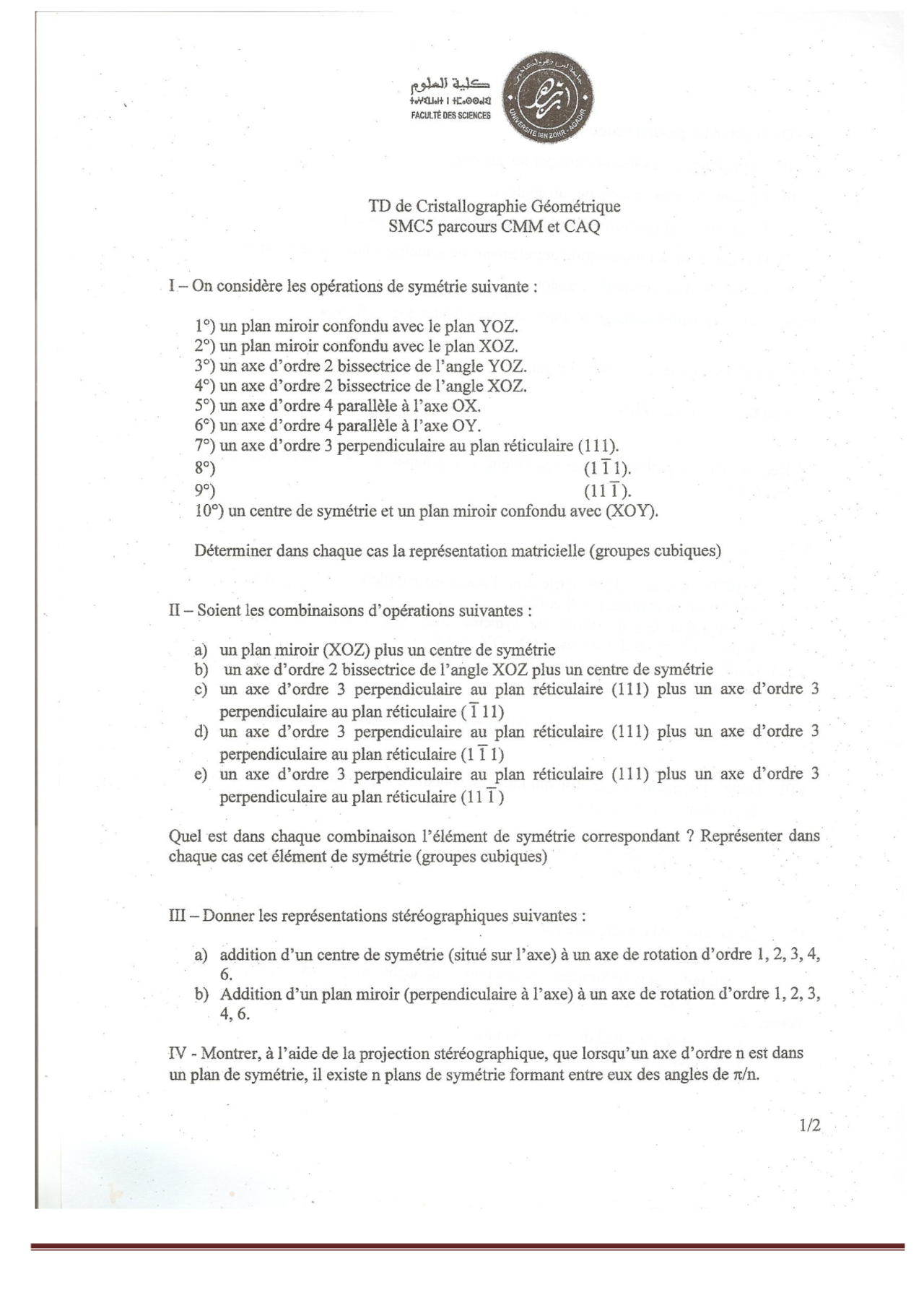 Notes Sur La Cristallographie Géométrique Docsity