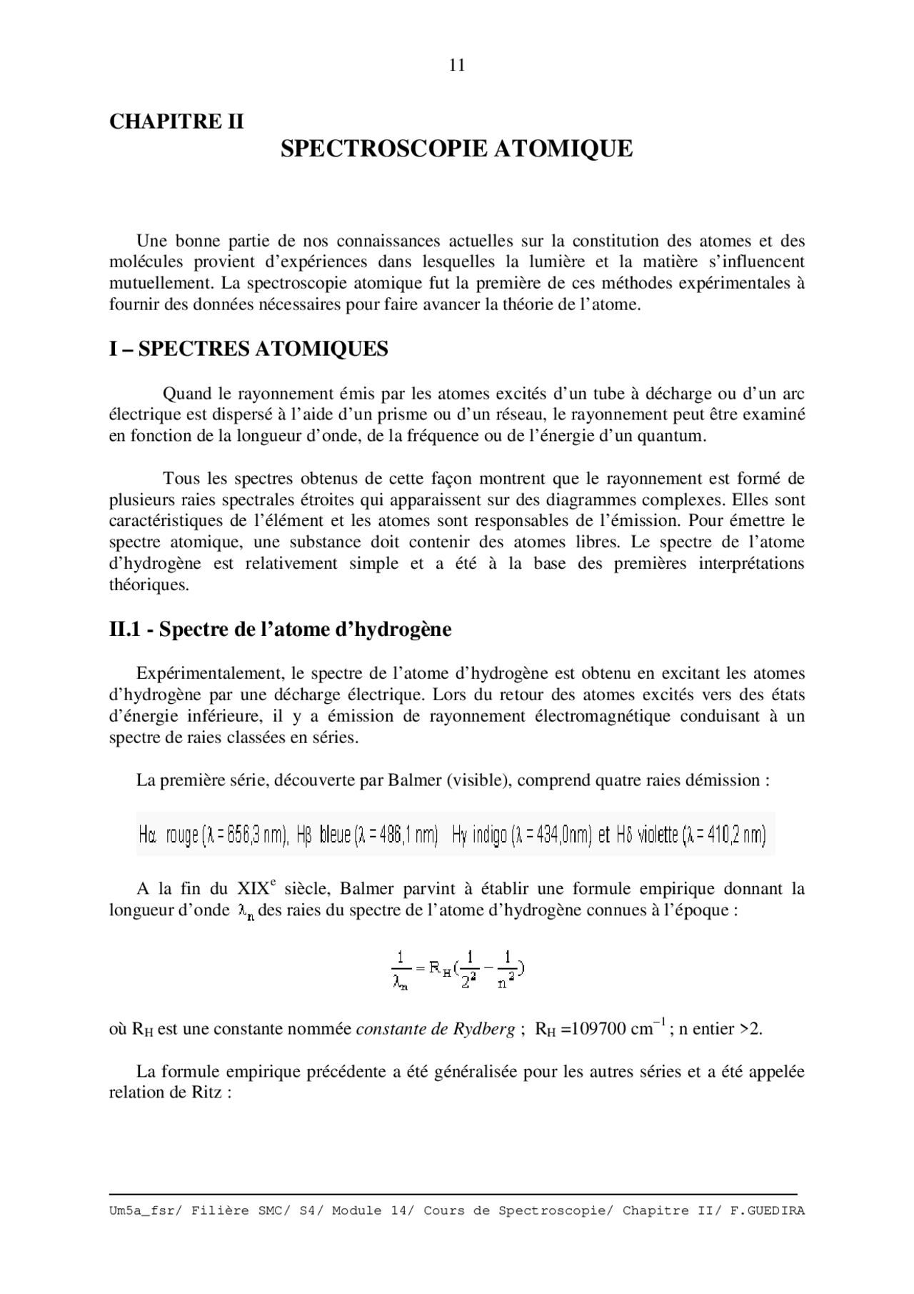 Notes Sur La Spectroscopie Atomique Docsity