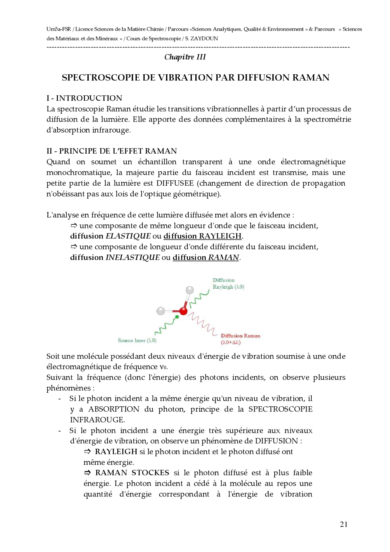 Notes Sur La Spectroscopie De Vibration Par Diffusion Raman Docsity