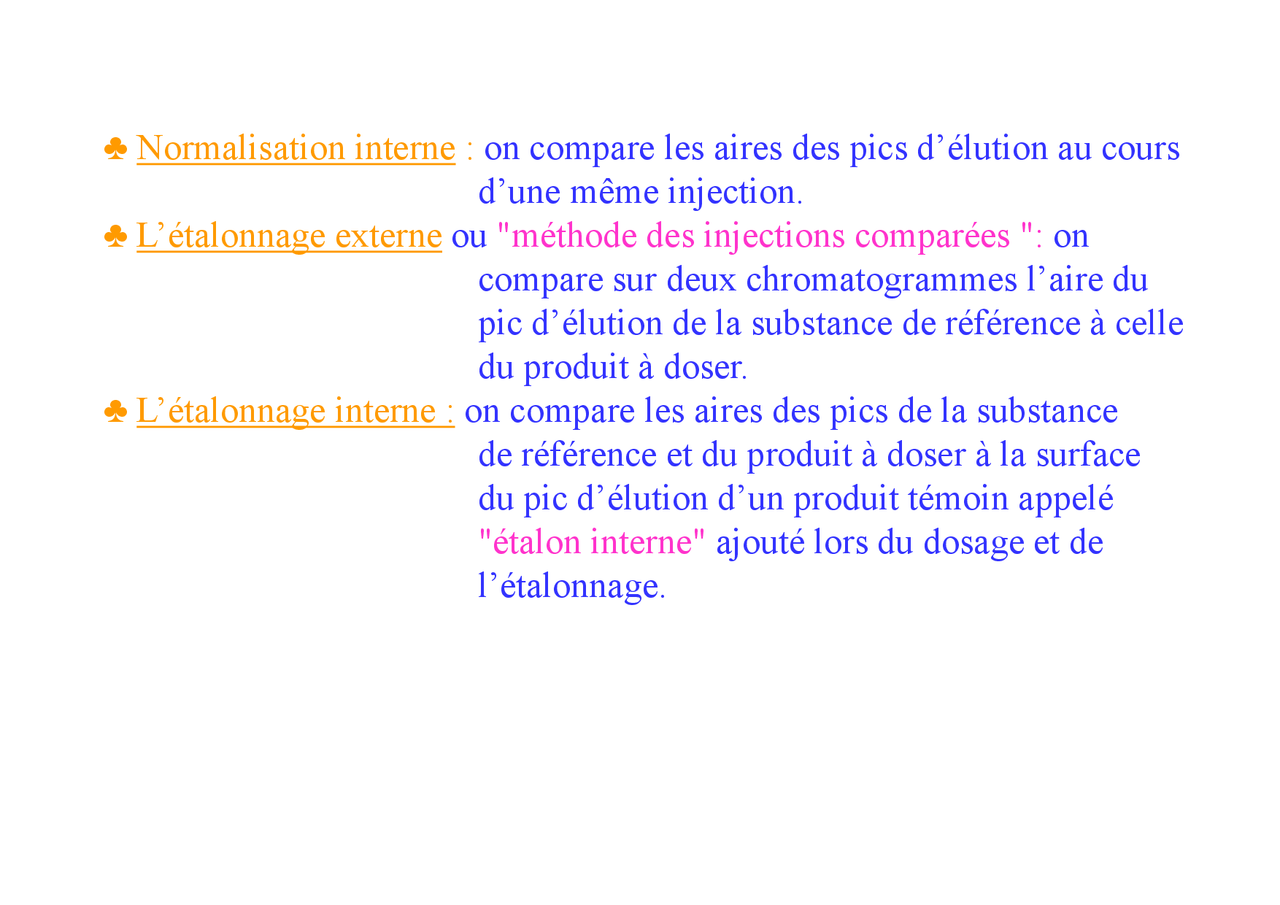 Notes Sur Lanalyse Quantitative Par Chromatographie 2° Partie Docsity