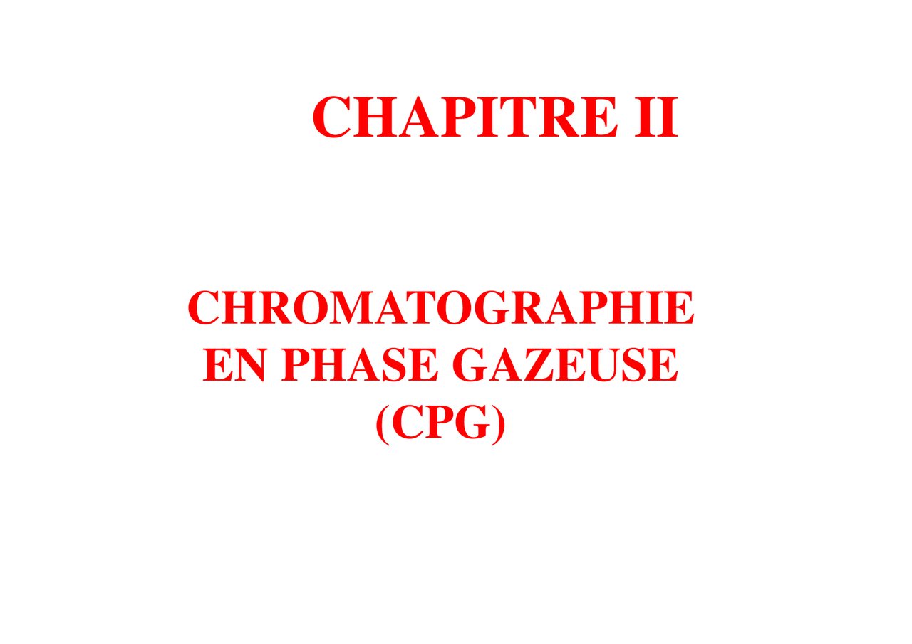 Notes Sur La Chromatographie En Phase Gazeuse Cpg 1° Partie Docsity