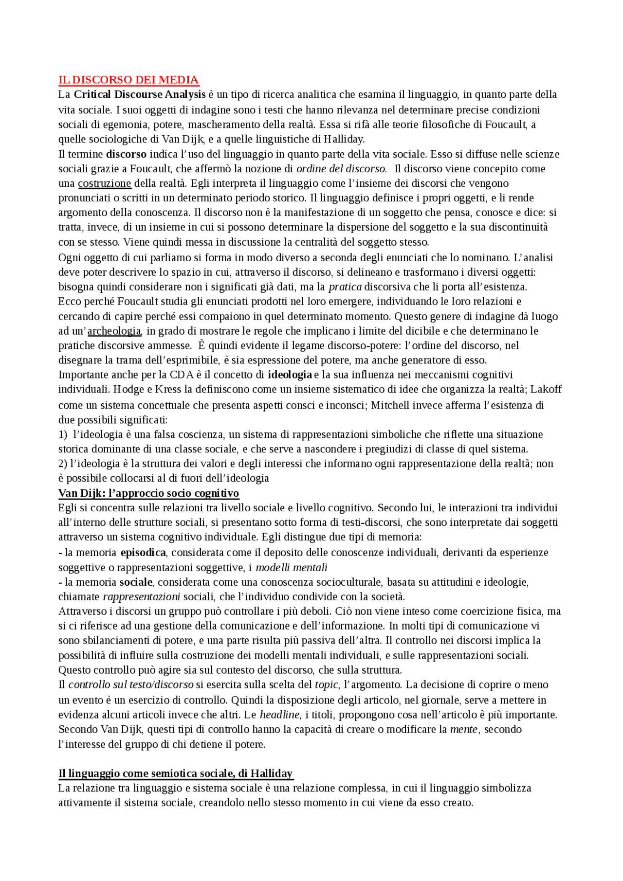 Il Discorso Dei Media Docsity