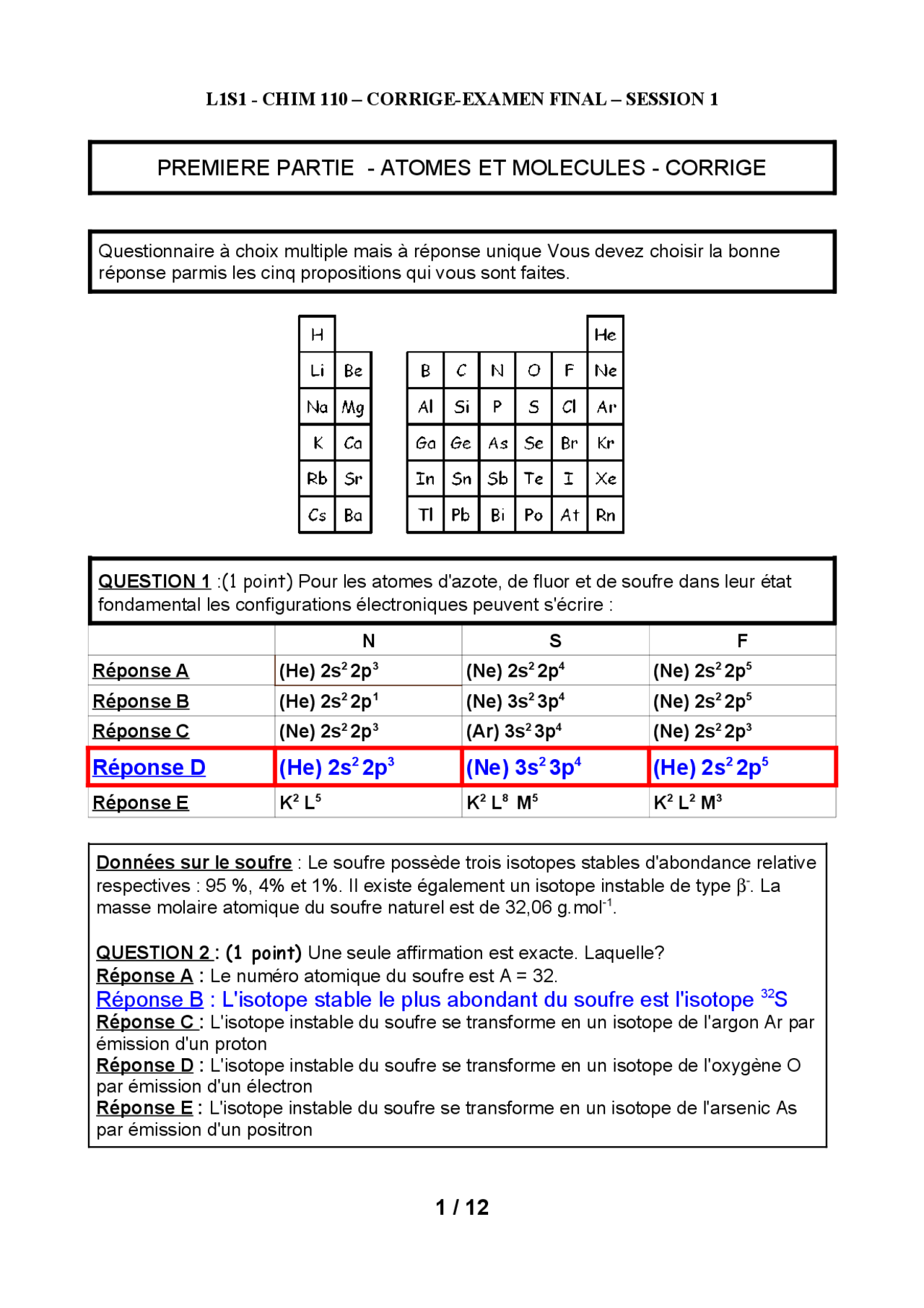 Notes Sur Le Thème Des Atomes Et Molécules 1° Partie Docsity