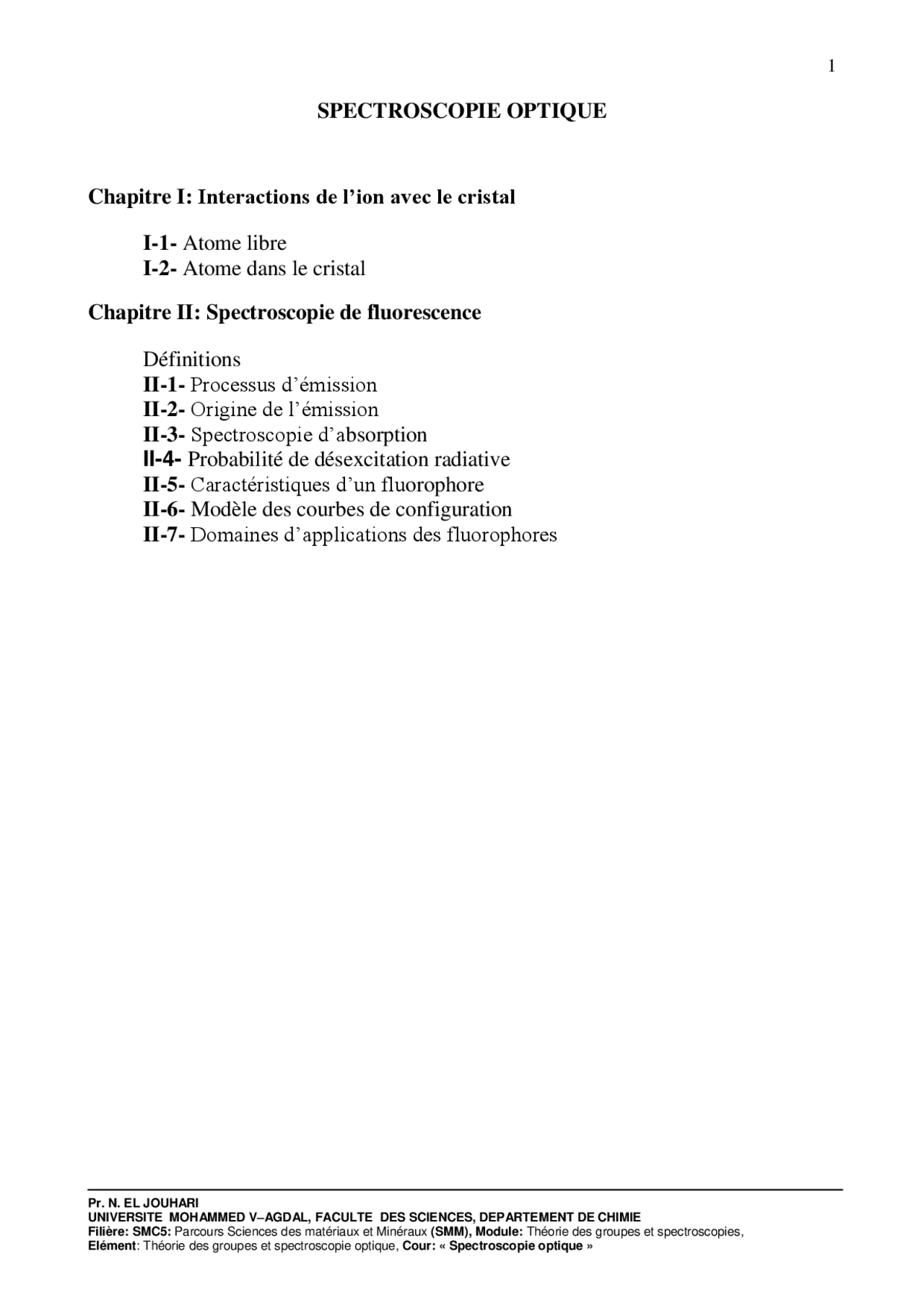 Notes Sur La Spectroscopie Optique 1° Partie Notes Chimie Docsity