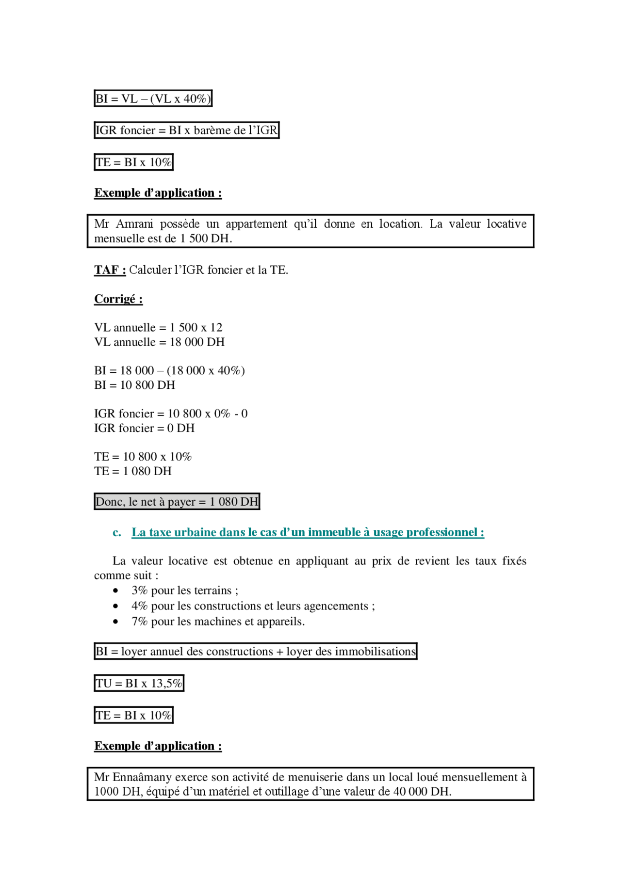 Notes Sur Lintroduction Générale à La Fiscalité 2° Partie Docsity