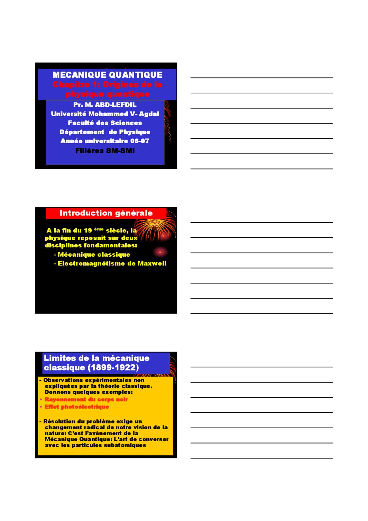 Notes Sur Les Principes De La Mécanique Quantique Docsity