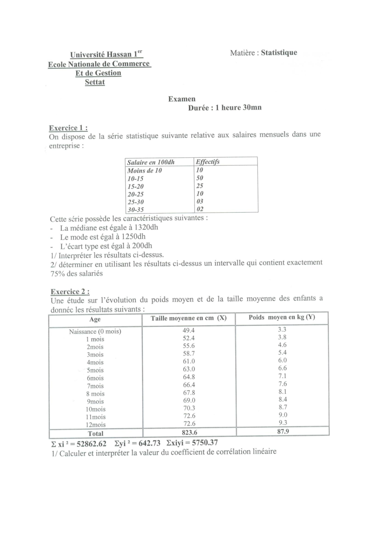 Notes Sur Le Thème De La Statistique 1 Docsity
