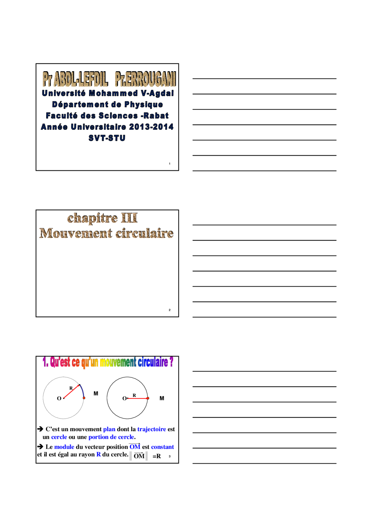Notes Sur Le Mouvement Circulaire Docsity