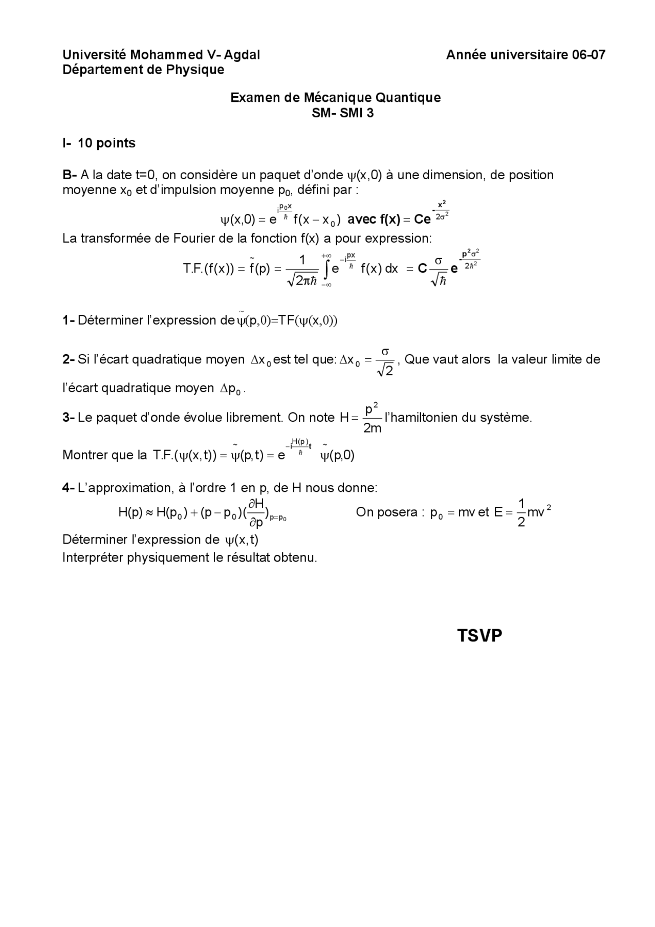 Notes Sur La Mécanique Quantique Docsity