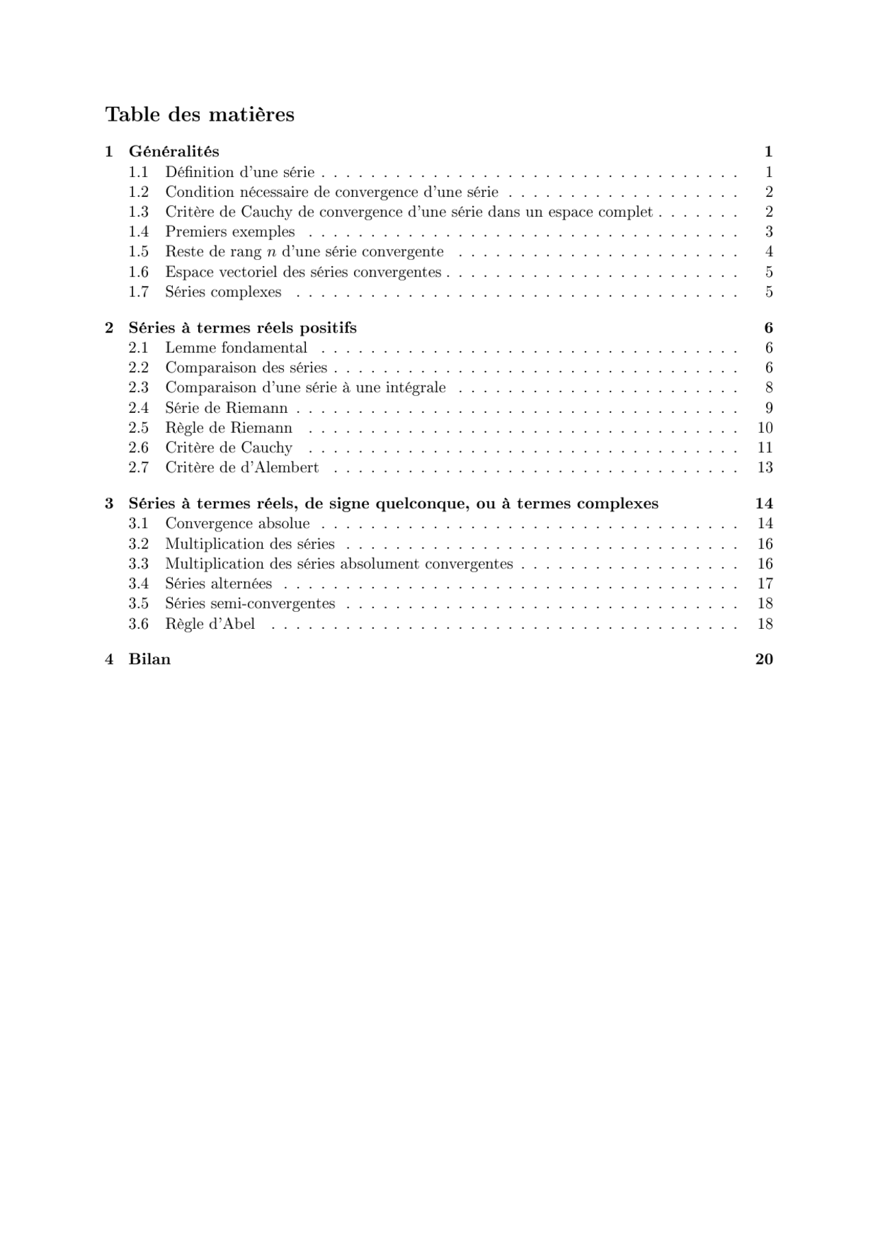 Notes Sur Les Séries Numériques 1° Partie Docsity