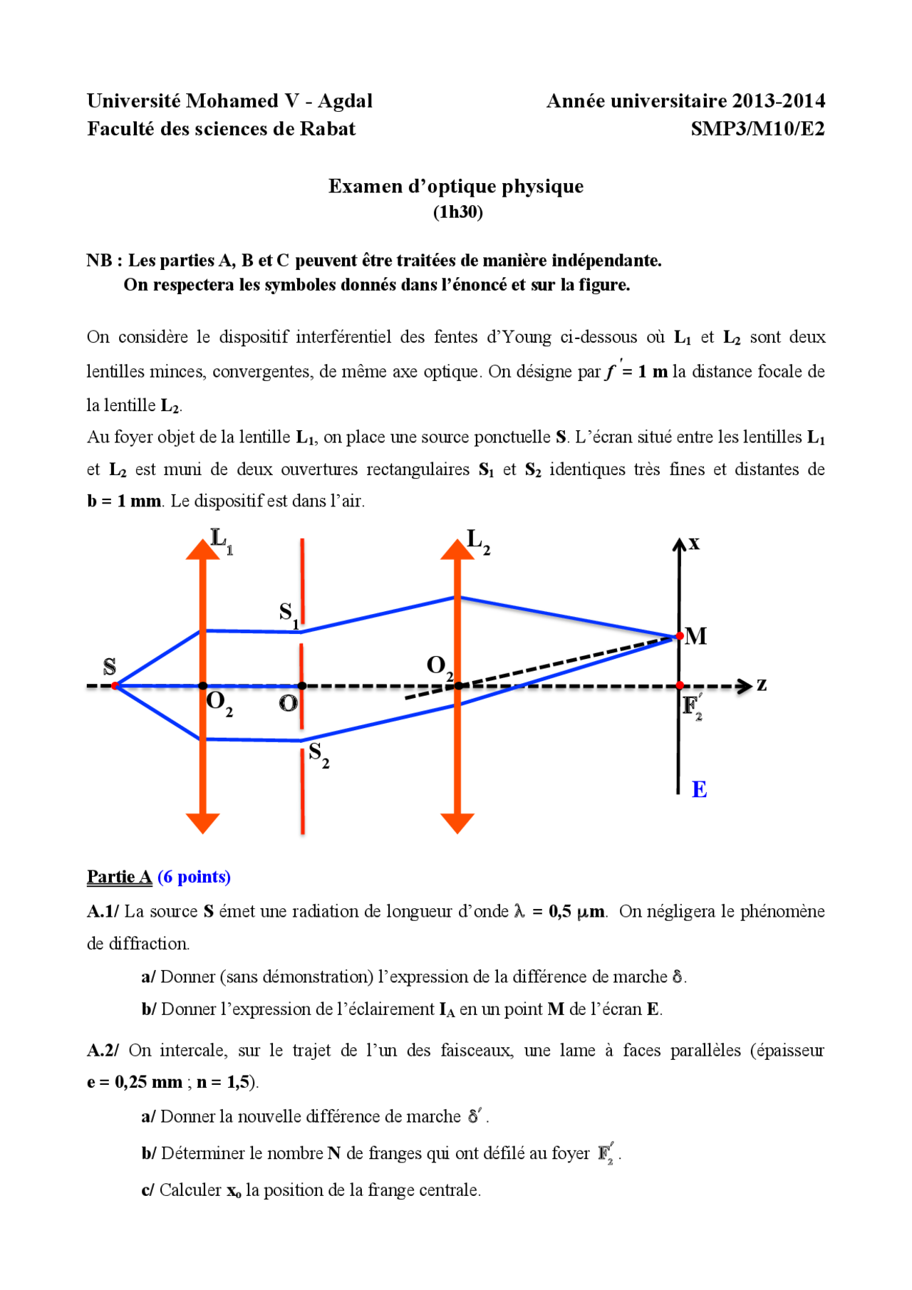 Notes d'optique physique - examen - Docsity