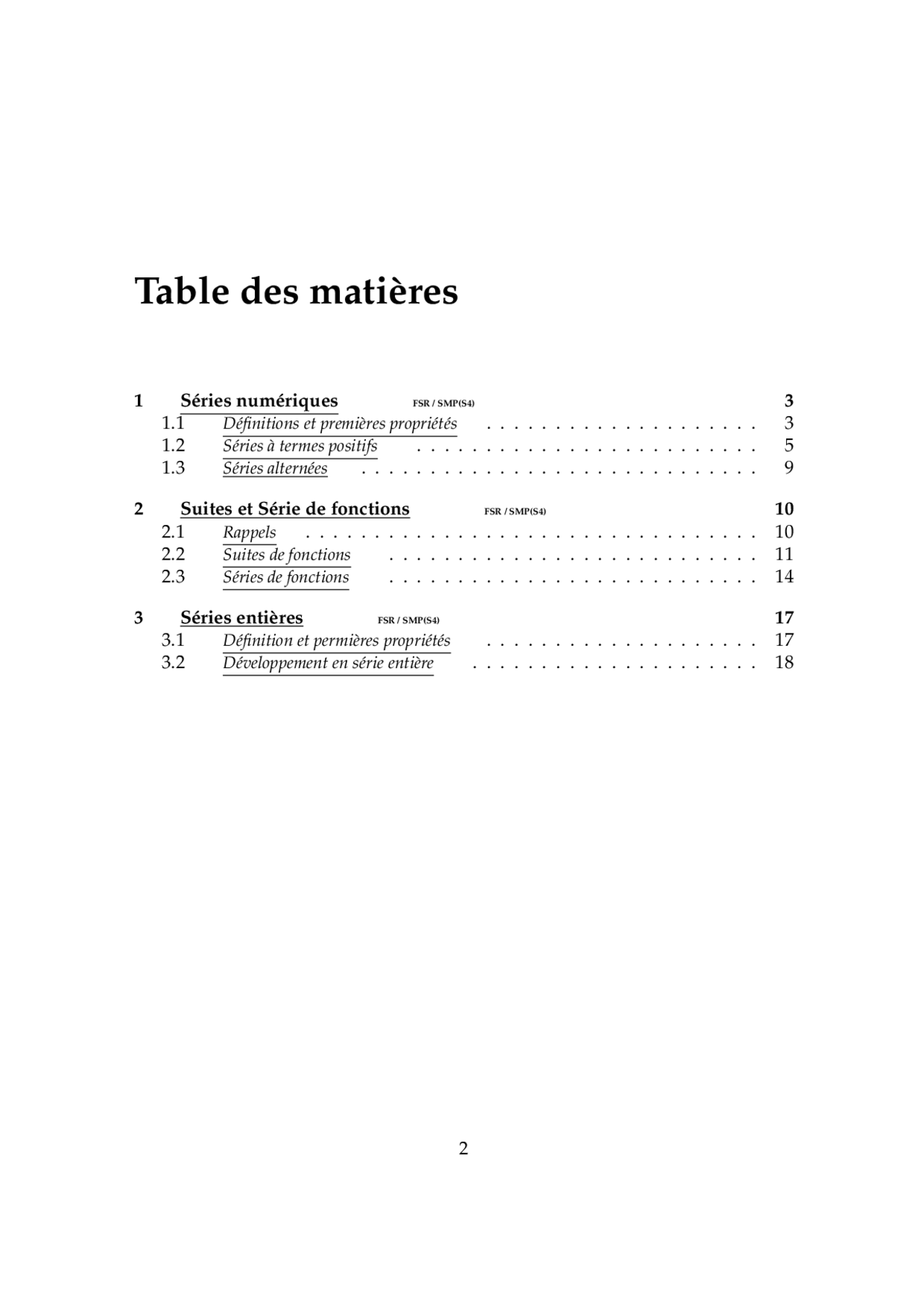 Notes Sur Les Sèries 1° Partie Docsity