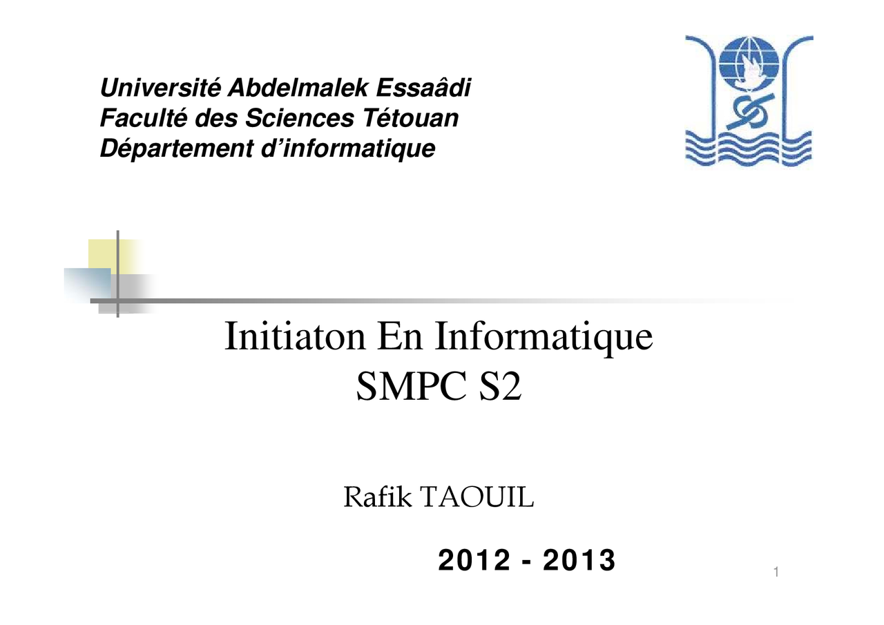 Notes Sur Linitiaton En Informatique 1° Partie Docsity