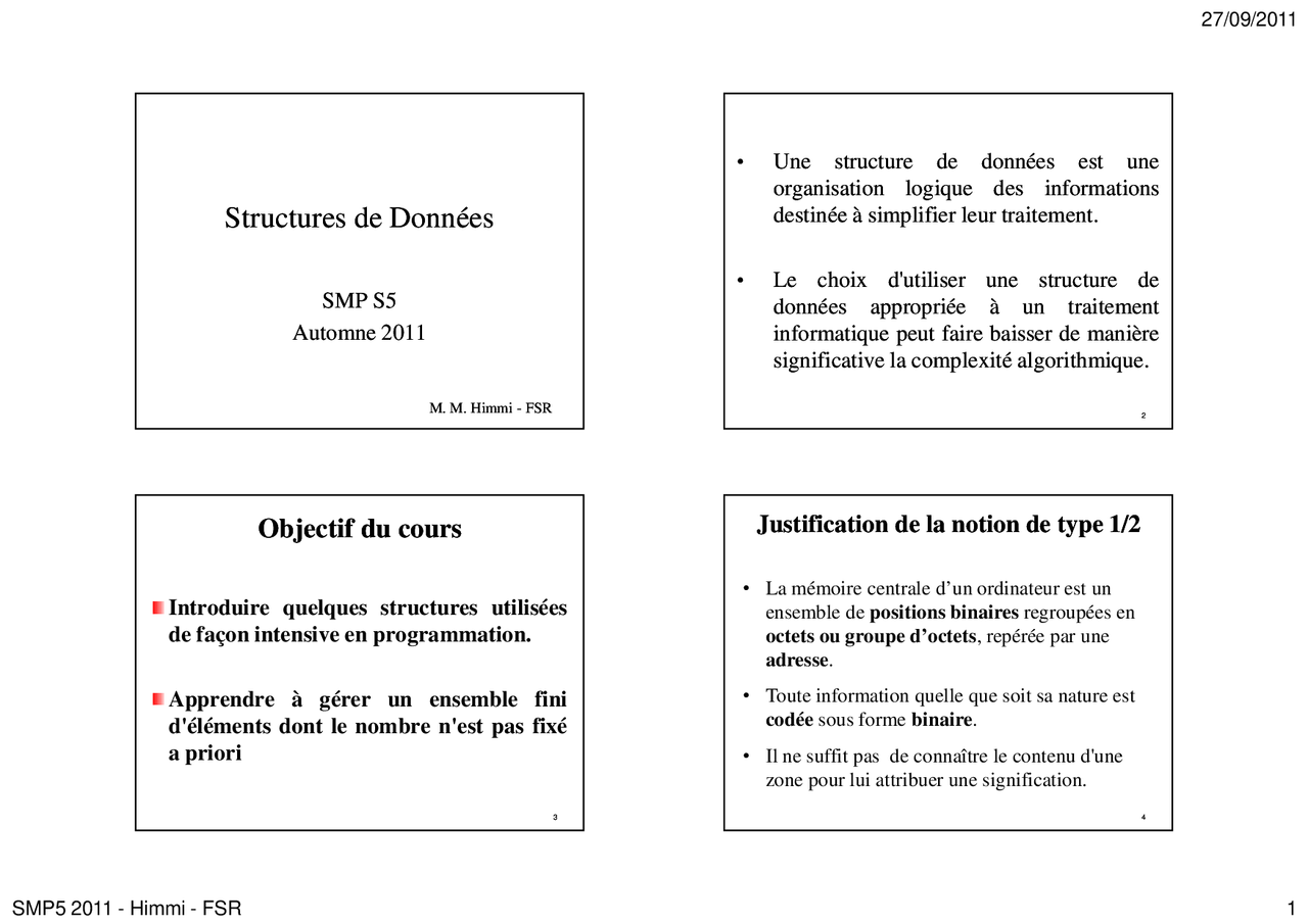 Notes Sur Les Structures De Données Docsity