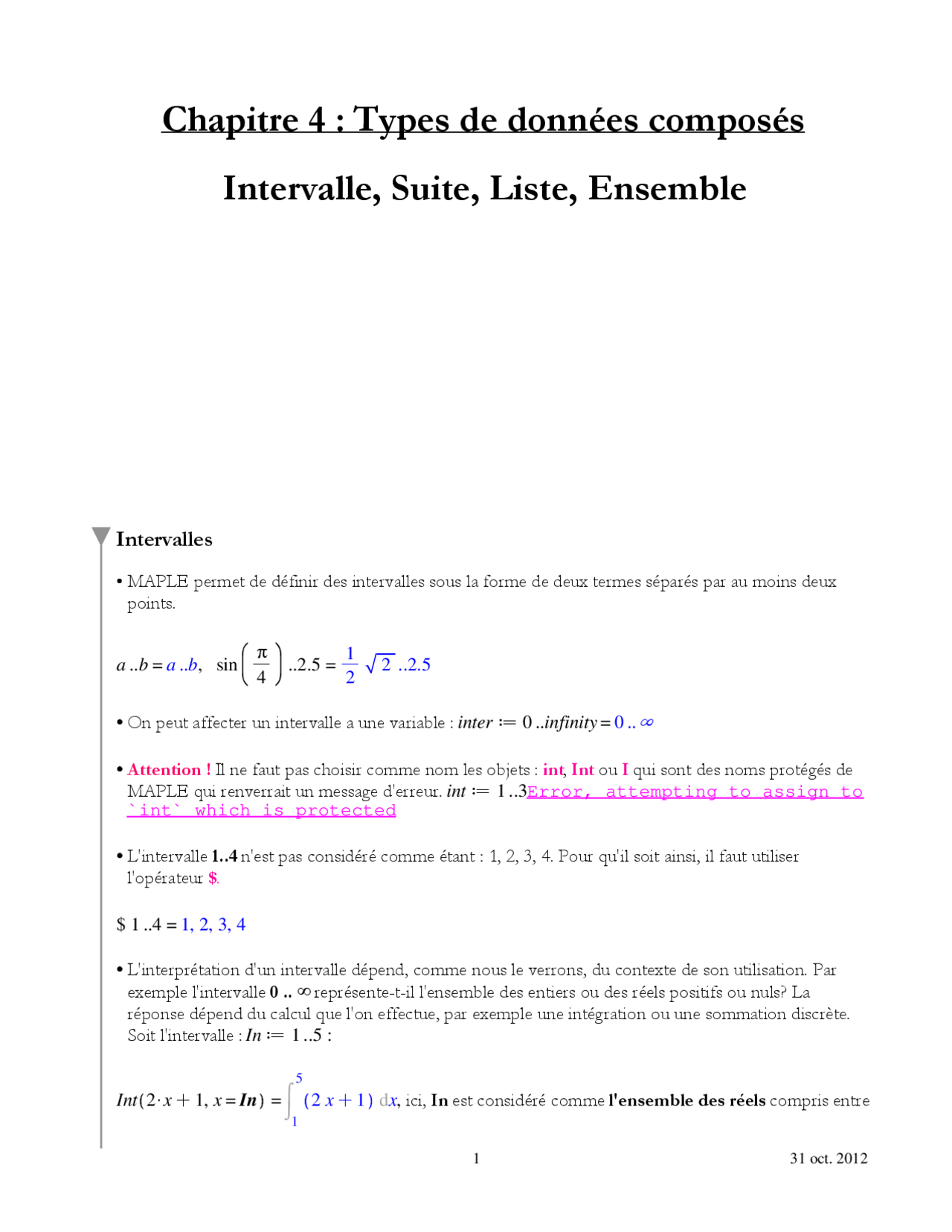 Notes Sur Les Types De Données Composés Docsity