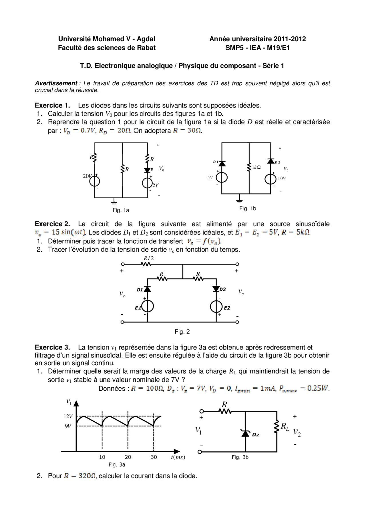 Notes Sur Le Thème De Lélectronique Analogique Correction Docsity