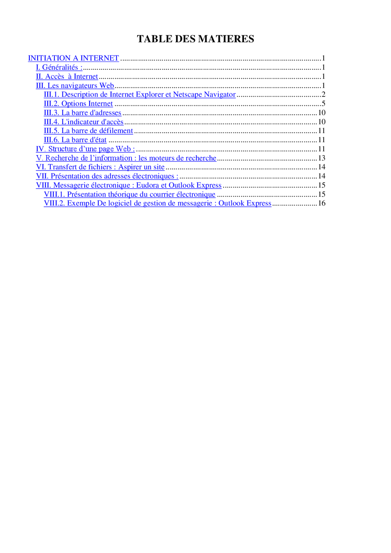 Notes Sur Linitiation à Internet 1° Partie Docsity