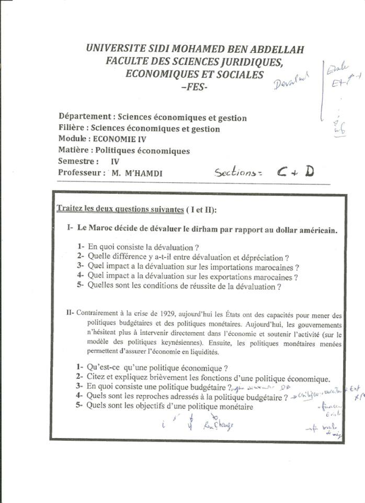 Notes De Sciences économiques Et Gestion Docsity