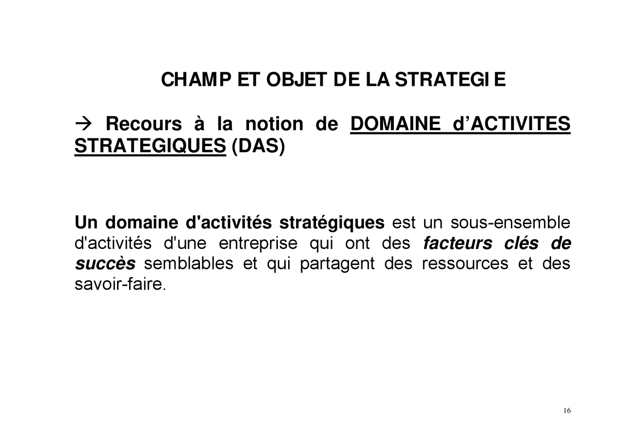 Notes Sur Le Management Stratégique 2° Partie Docsity