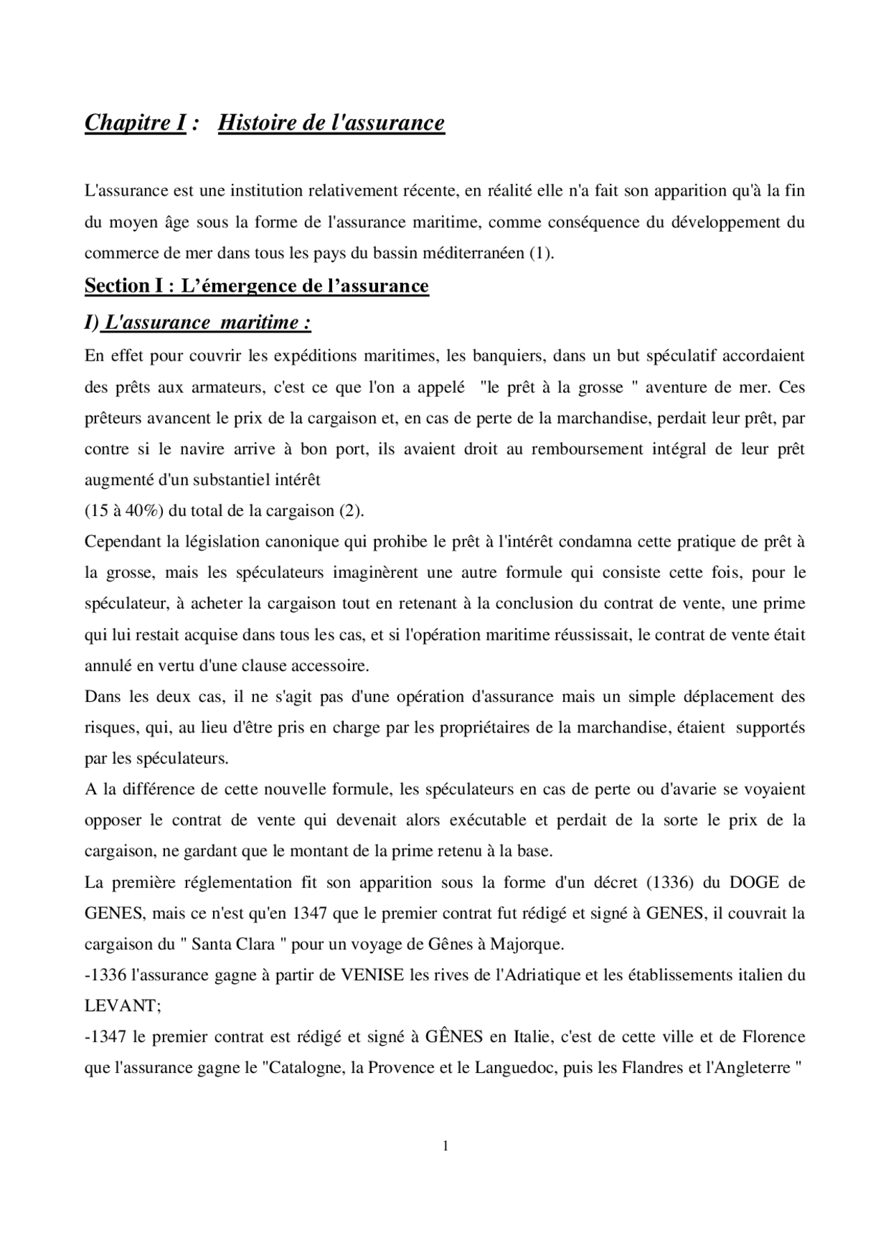 Notes Sur Lhistoire De Lassurance 1° Partie Docsity