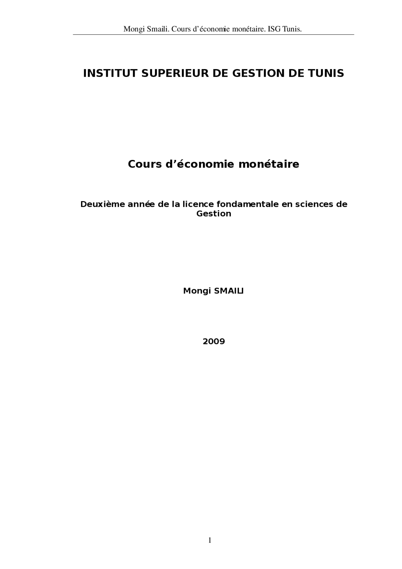 Notes Sur Les Principes De Léconomie Monétaire 1° Partie Docsity