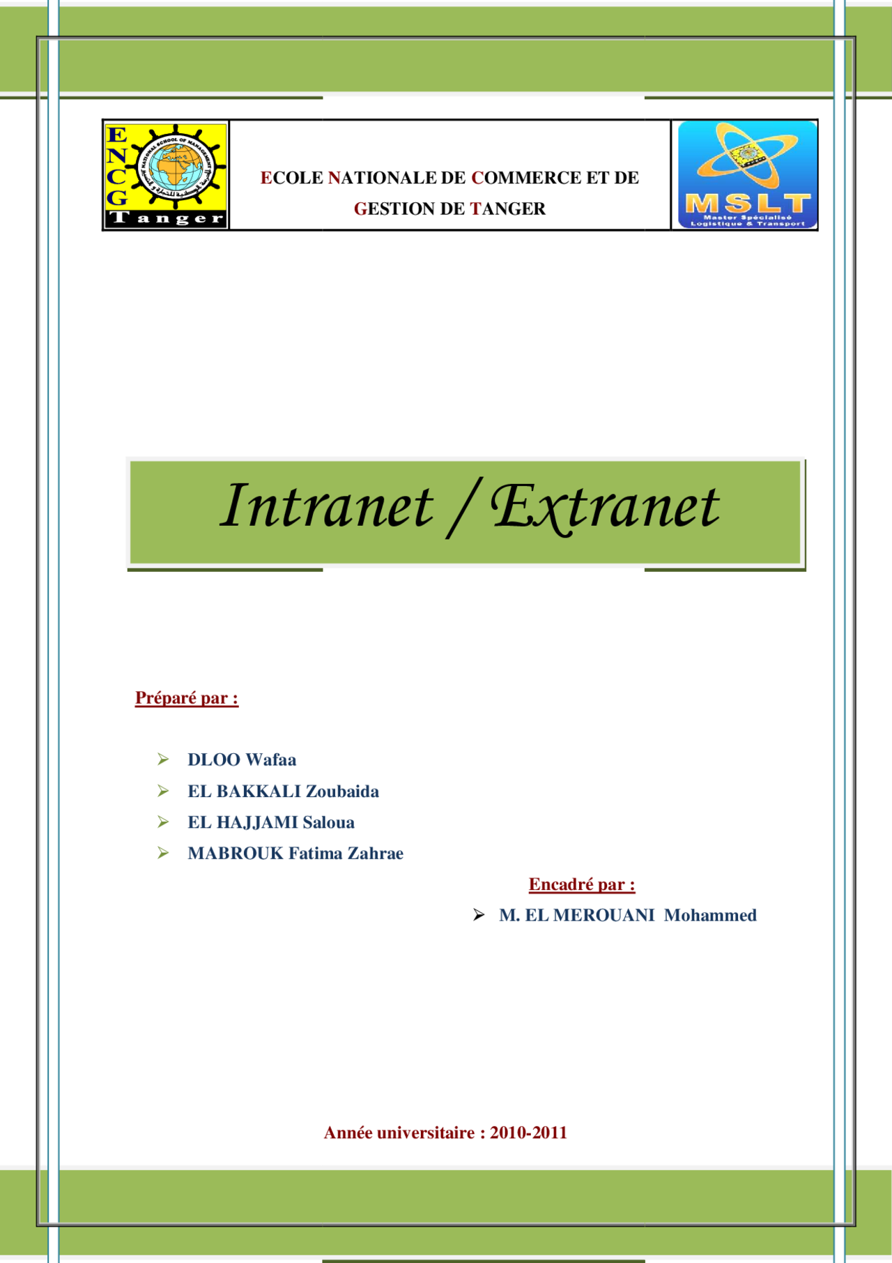 Notes Sur Lintranet Extranet 1° Partie Docsity
