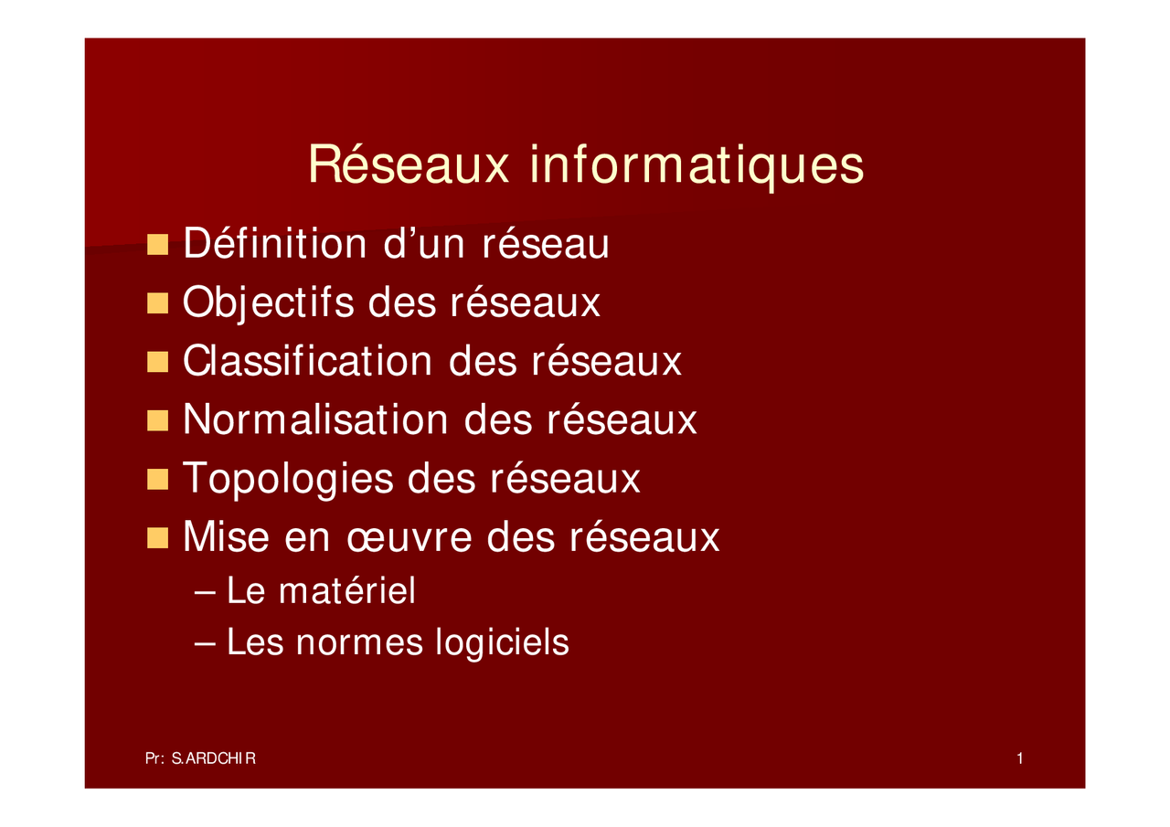 Notes Sur Les Réseaux Informatiques Docsity