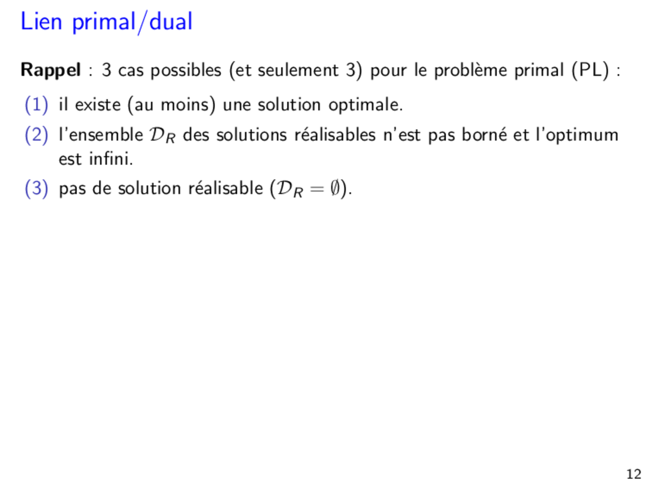 Notes Sur La Dualité En Programmation Linéaire 3° Partie Notes