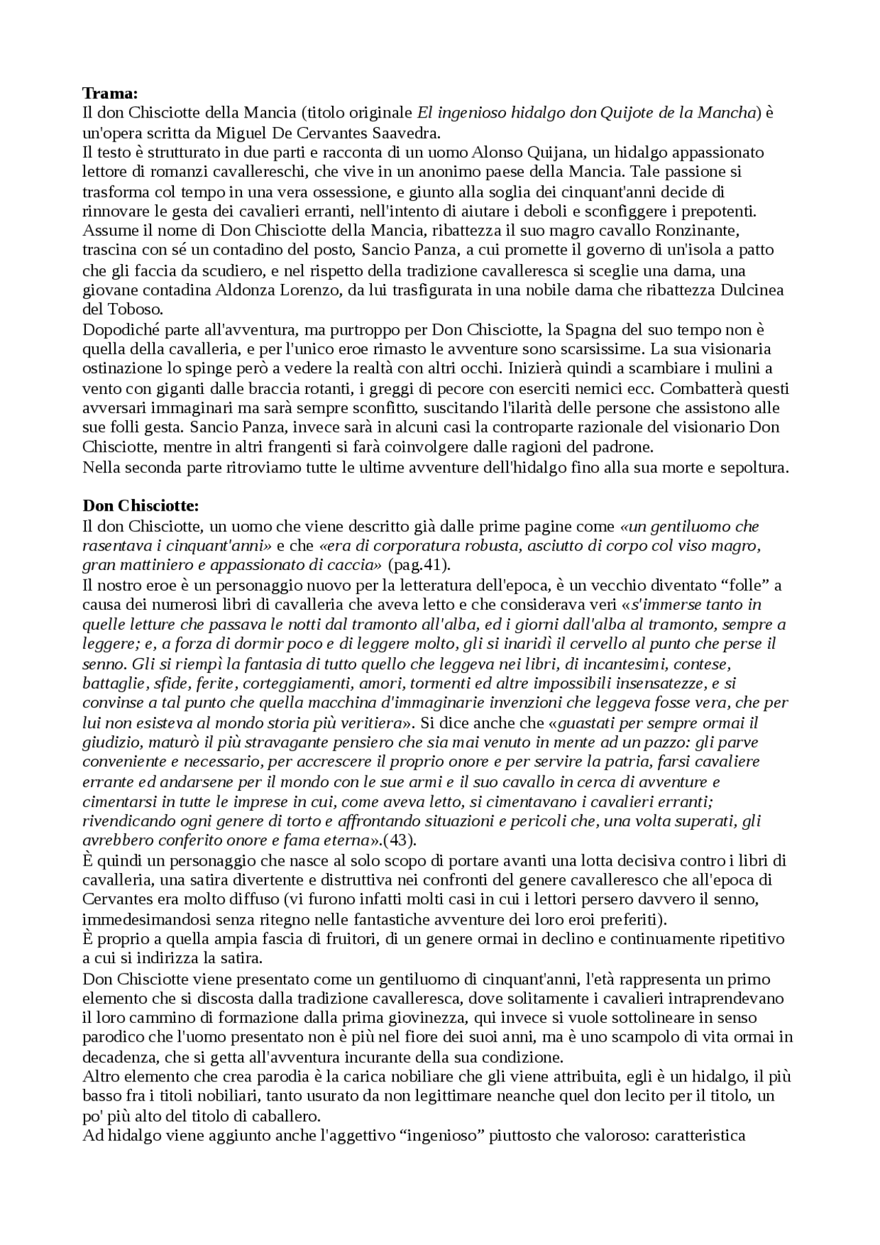 Don Chisciotte Docsity