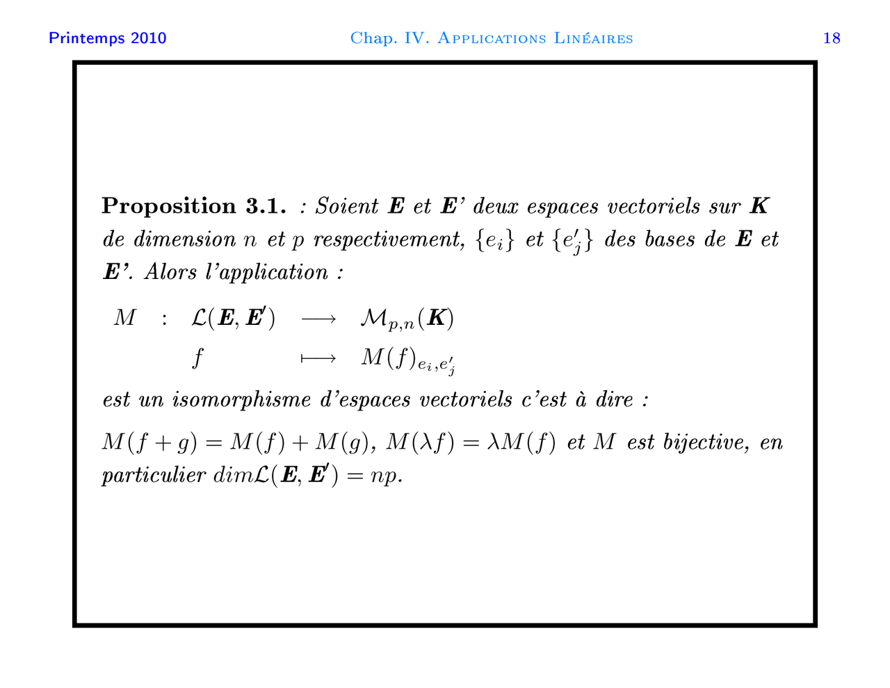Notes Sur Les Applications Linéaires 2° Partie Docsity