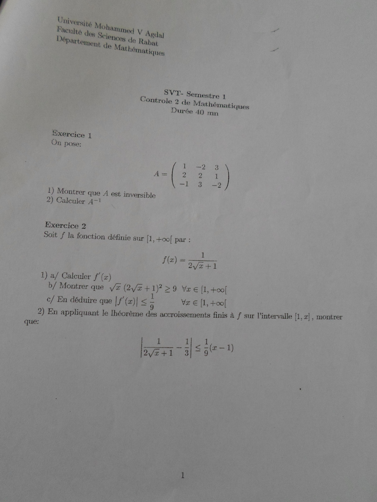 Exercices De Math 3 Docsity