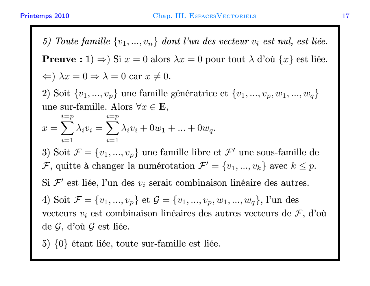 Notes Sur Les Espaces Vectoriels 3° Partie Docsity