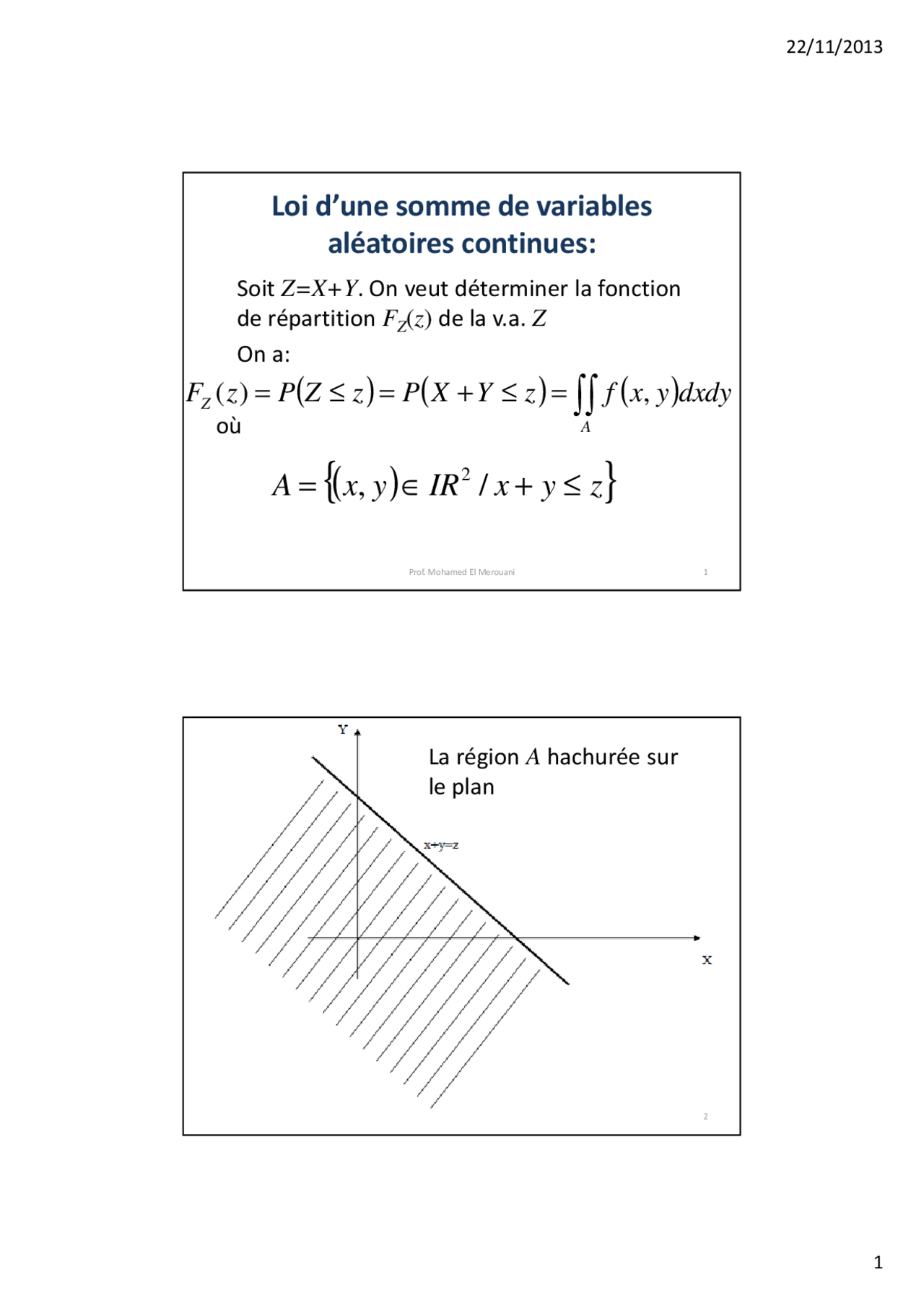 Notes sur les variables aléatoires continues - 1° partie - Docsity