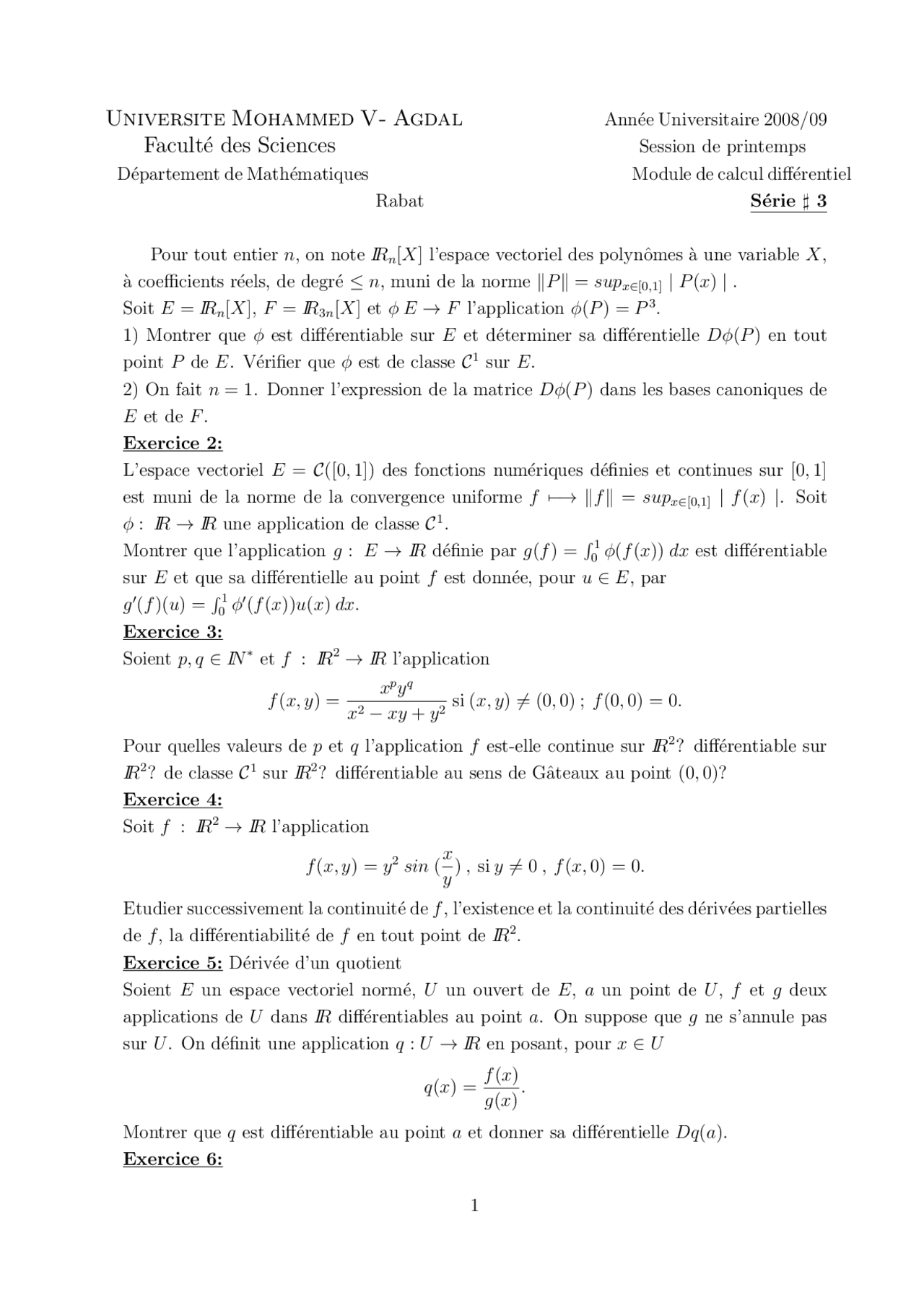 Examen De Mathématique 4 Docsity