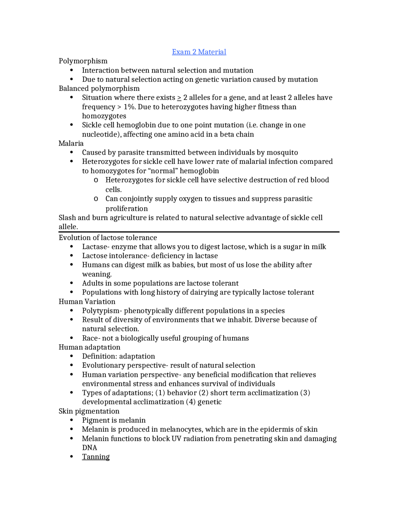 Exam 2 Notes For Introduction To Anthropology Anth 1001 Docsity
