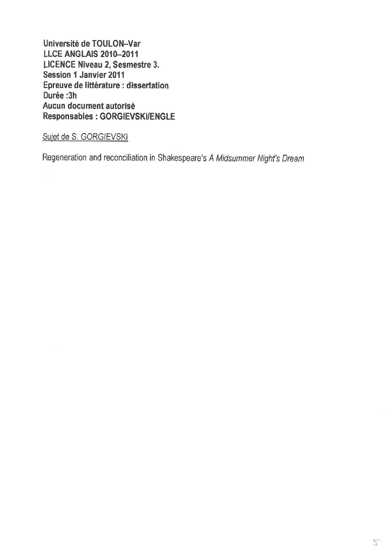 Examen De Langue Anglaise Docsity