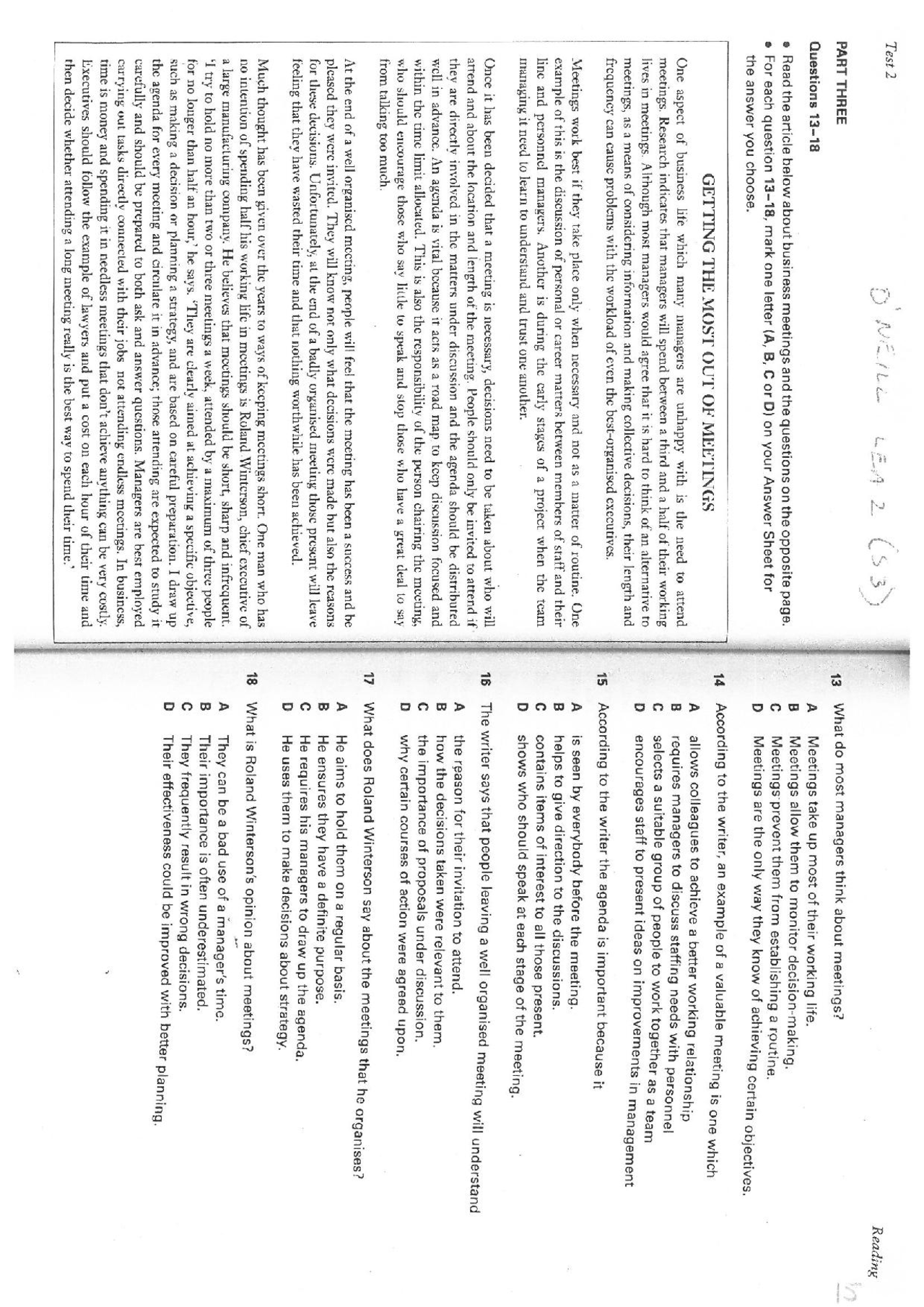 Examen De Langue Anglaise Exercices Docsity