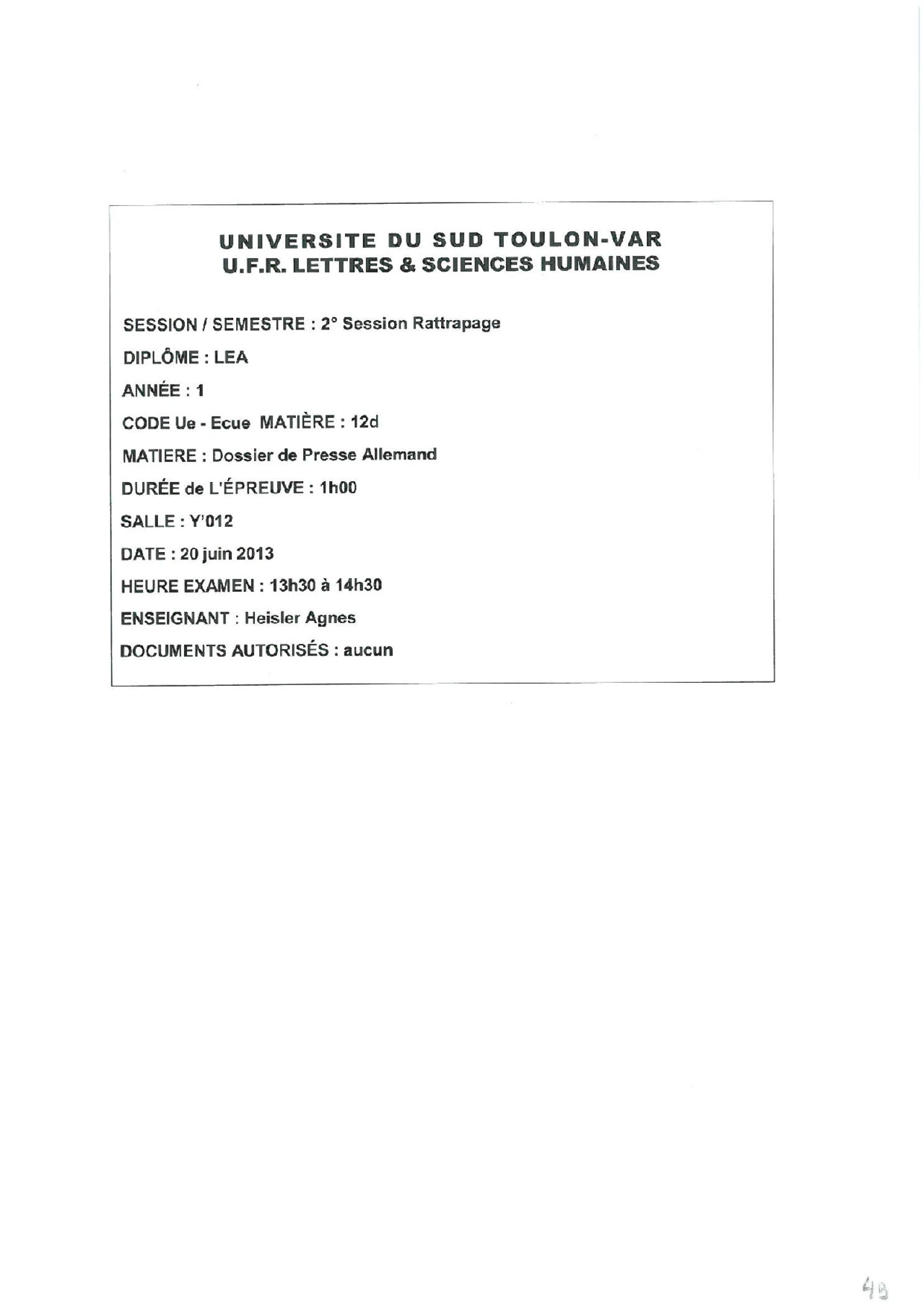 Examen De Langue Allemande Docsity