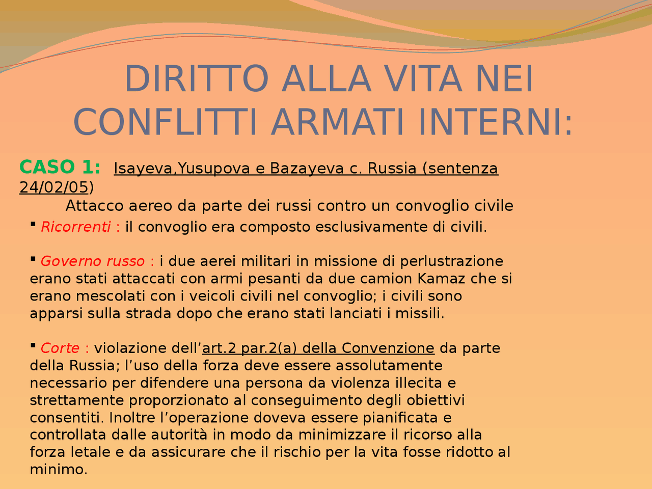 Diritto Alla Vita Nei Conflitti Armati Interni Docsity