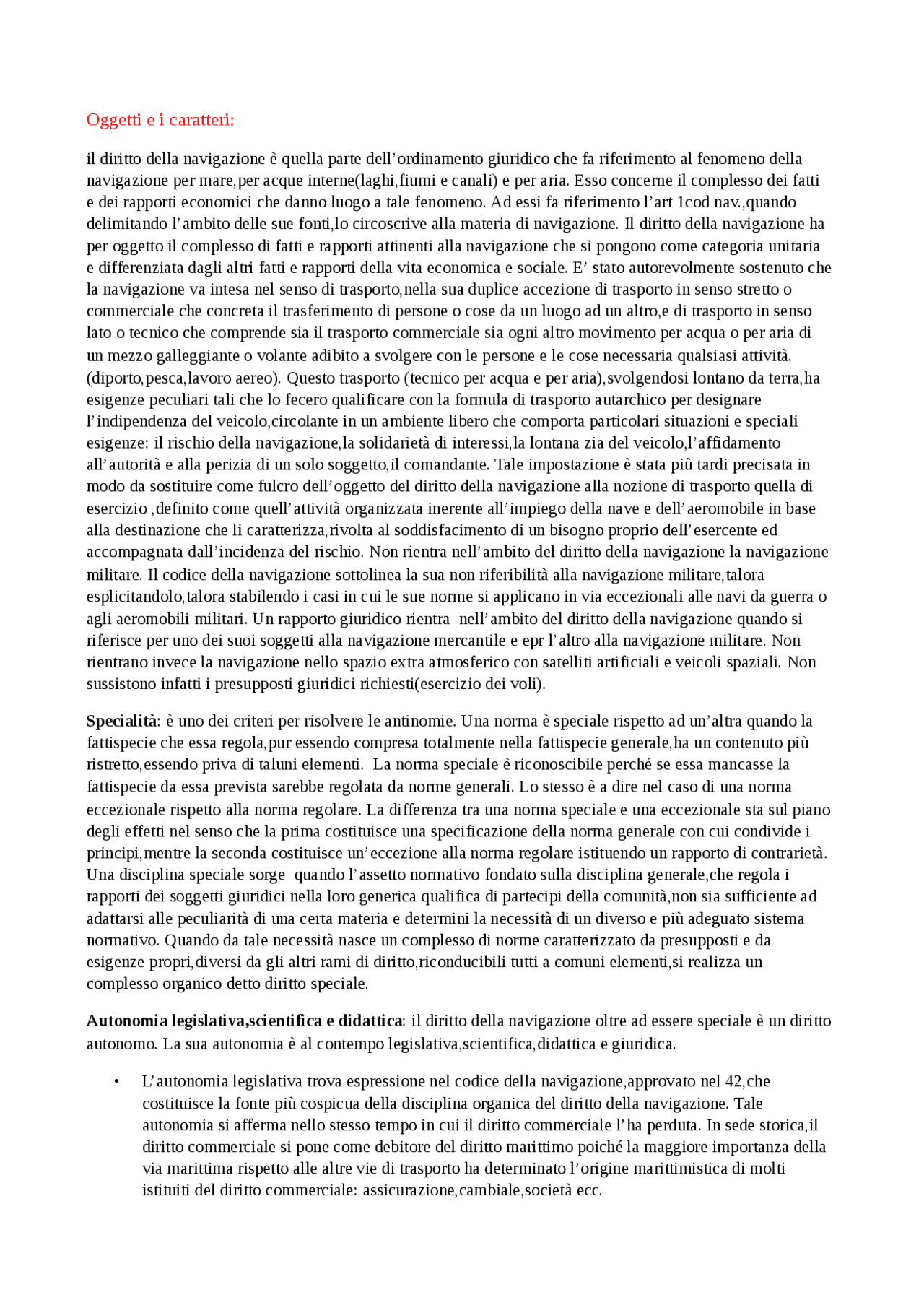 Riassunto Diritto Della Navigazione 1 Docsity