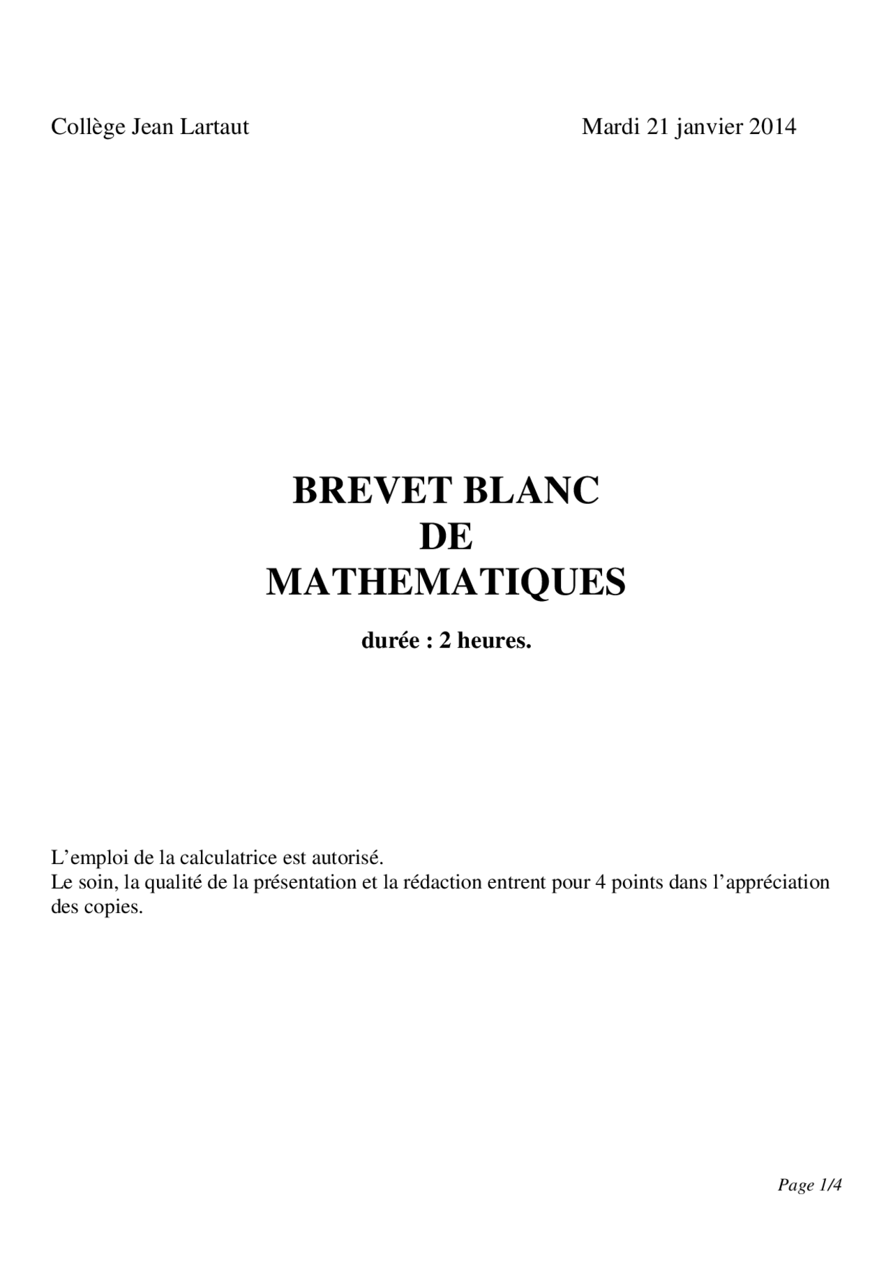 Examen De Mathèmatique Docsity